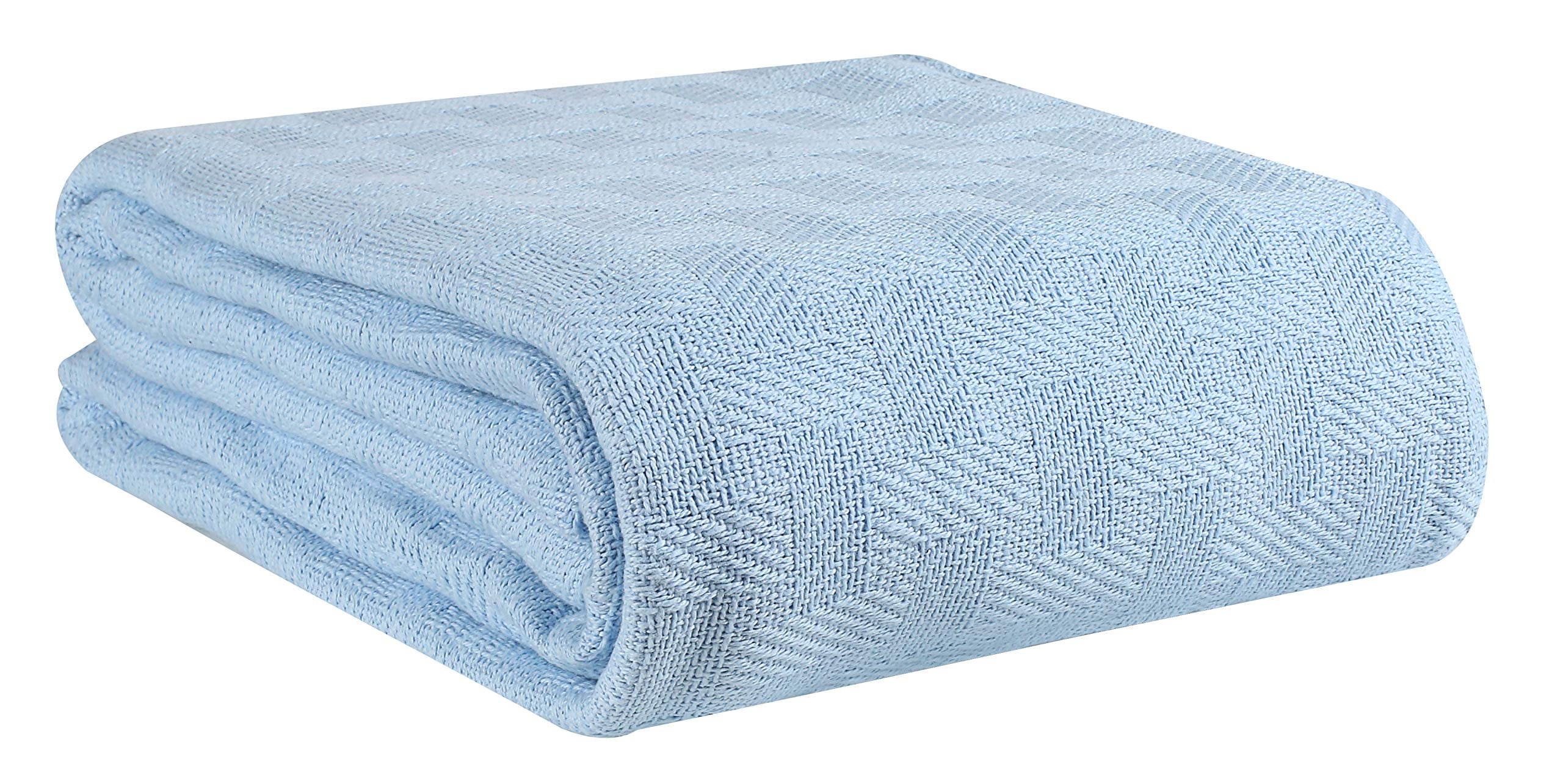 GLAMBURG 100% Cotton Woven Blanket, Full-Queen Size, All-Season Sky ...