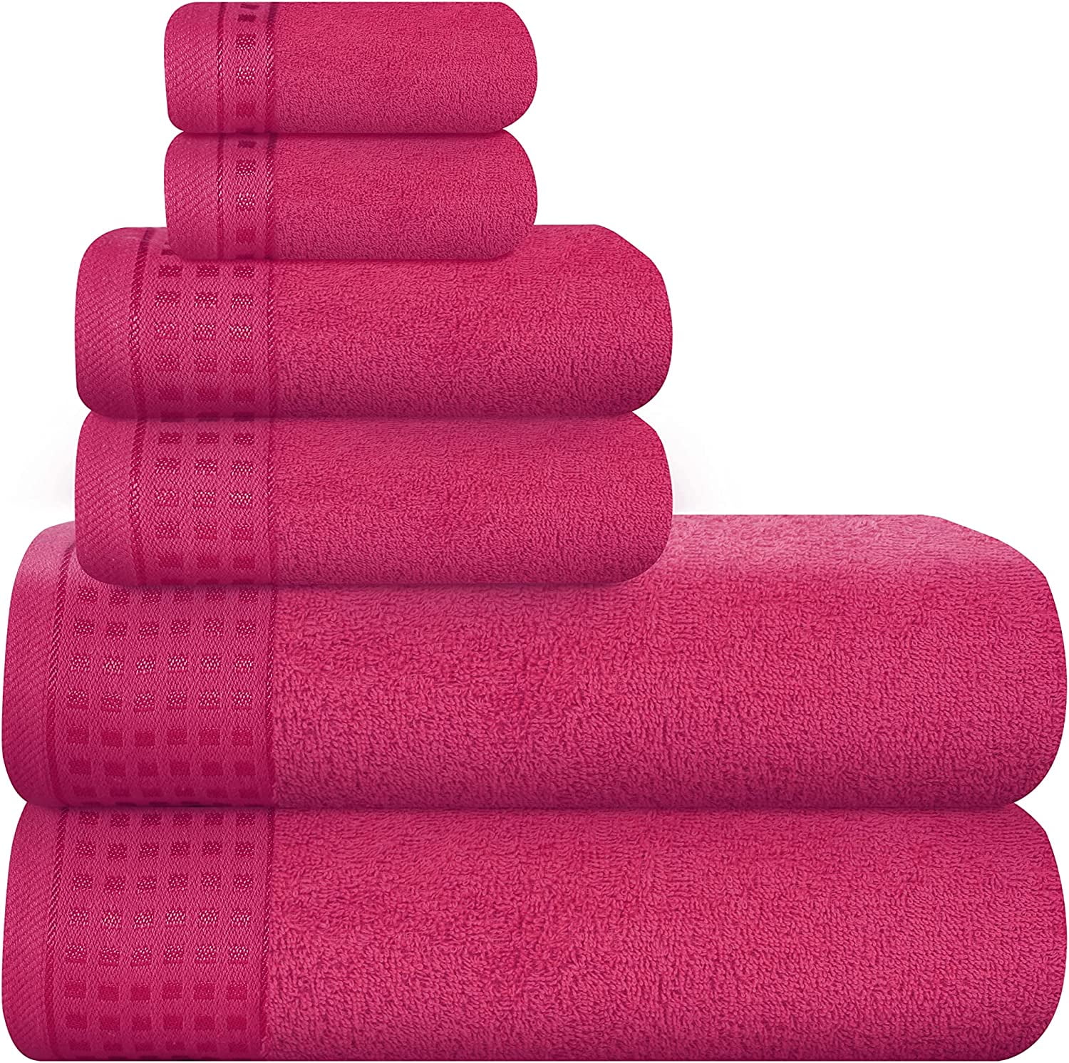 GLAMBURG 100% Cotton Ultra Soft Towel Set, 6 Pack, Bath Hand Wash ...
