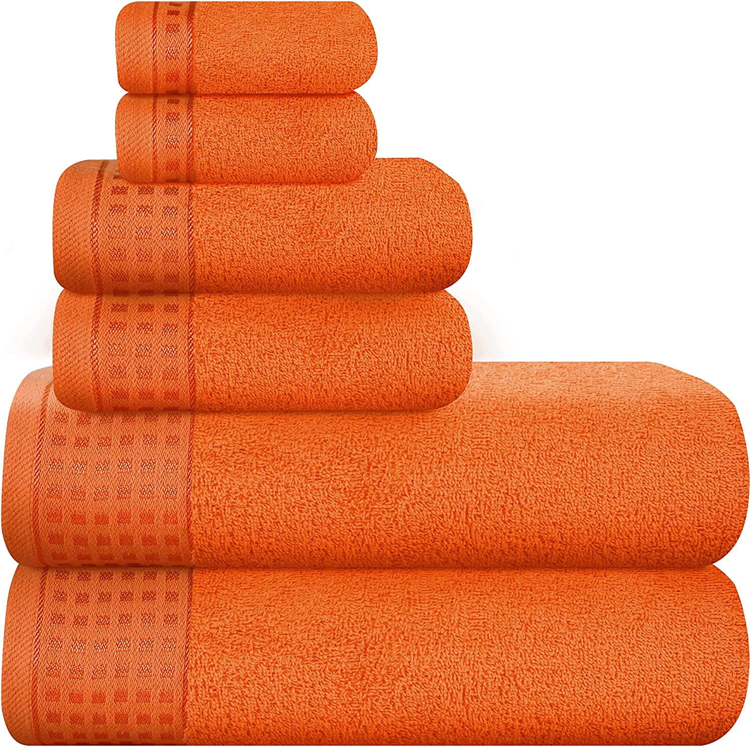 GLAMBURG 100% Cotton Ultra Soft 6 Pack Towel Set, Contains 2 Bath ...