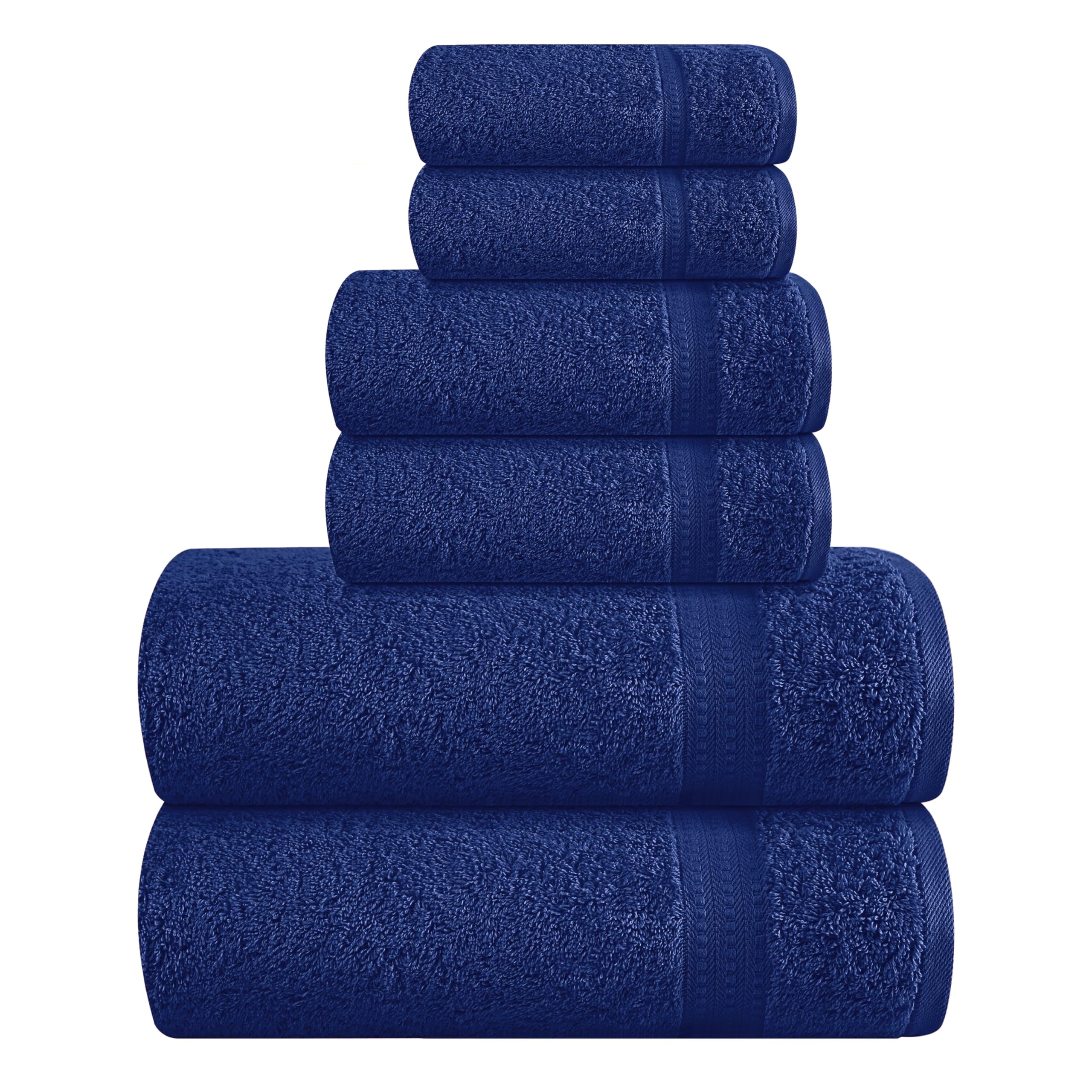 GLAMBURG 6 Piece Towel Set, 100% Combed Cotton - 2 Bath Towels, 2 Hand ...