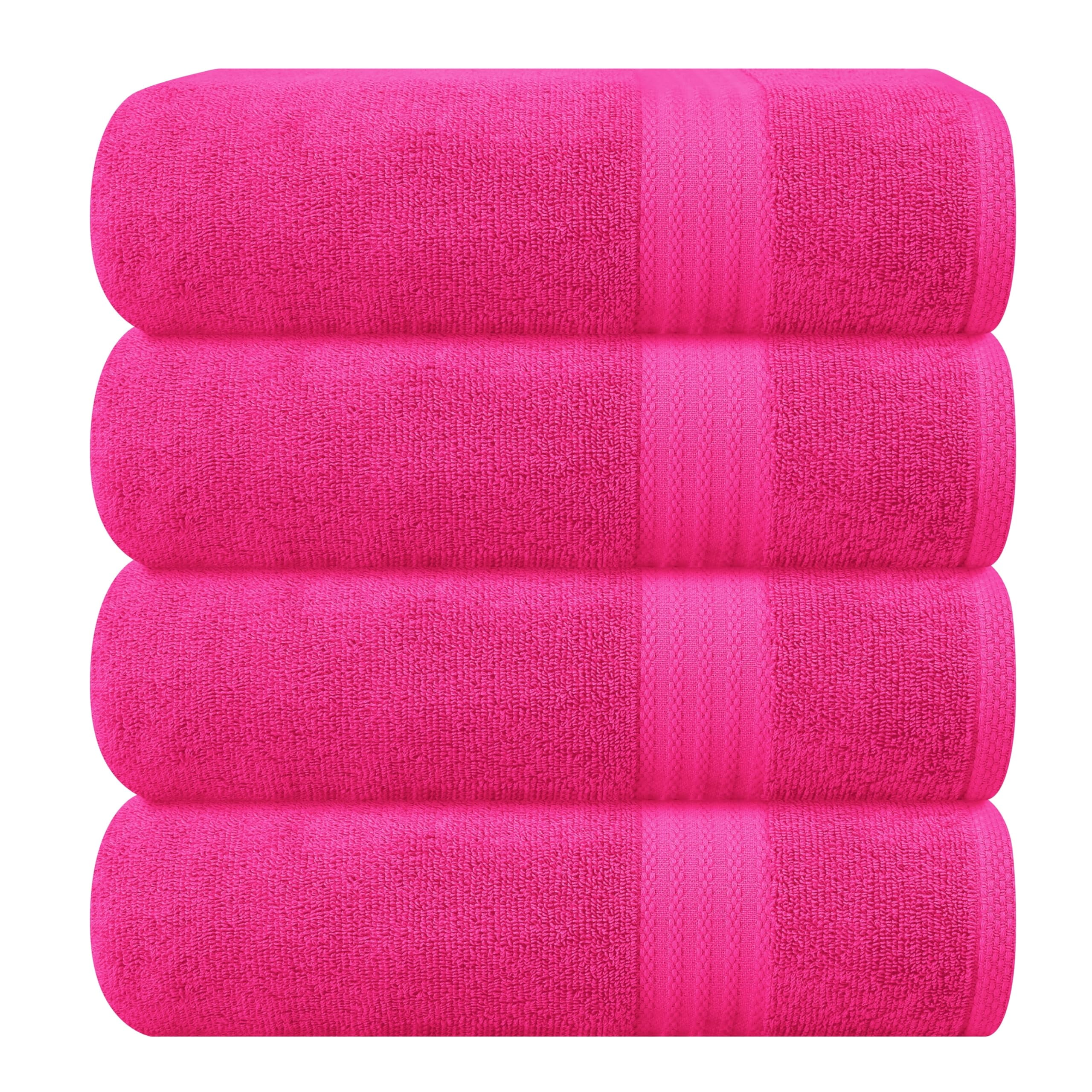 GLAMBURG Premium Cotton 4 Pack Bath Towel Set - 27x54 Hotel Bathroom ...