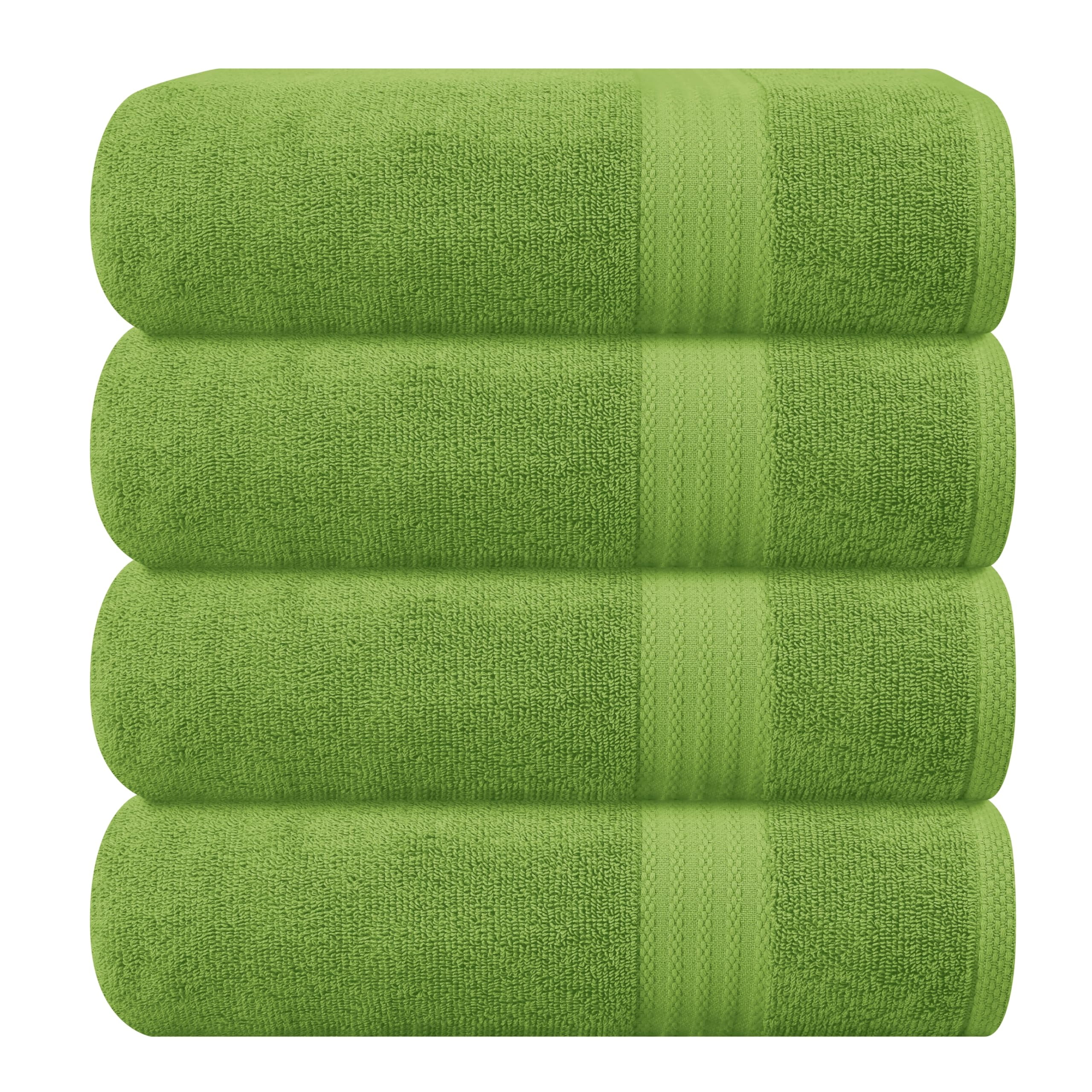 GLAMBURG Premium Cotton 4 Pack Bath Towel Set, Lasting Large Size 27x54 ...