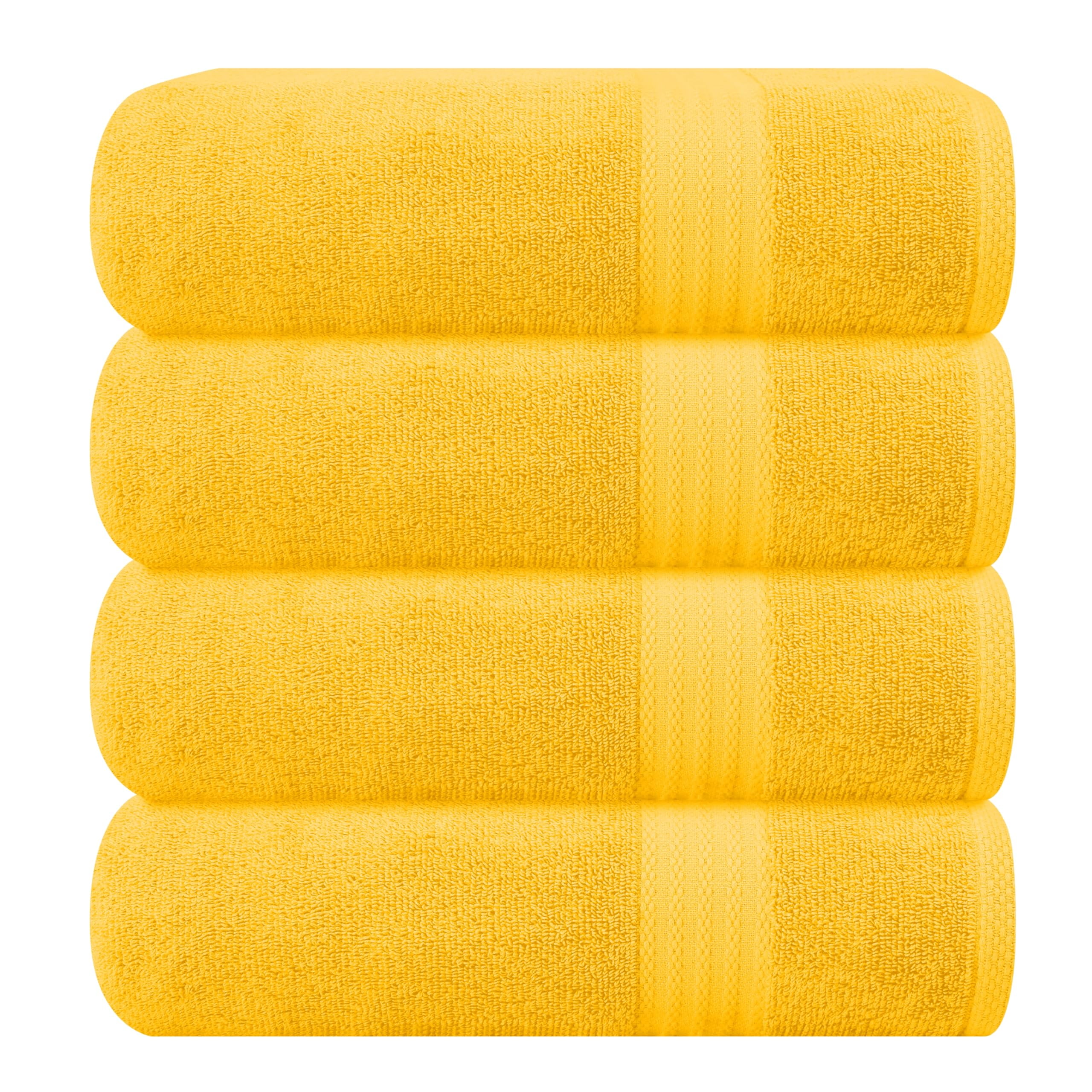 GLAMBURG Premium 4 Pack 100% Cotton Bath Towels 27x54 - Ultra Soft ...