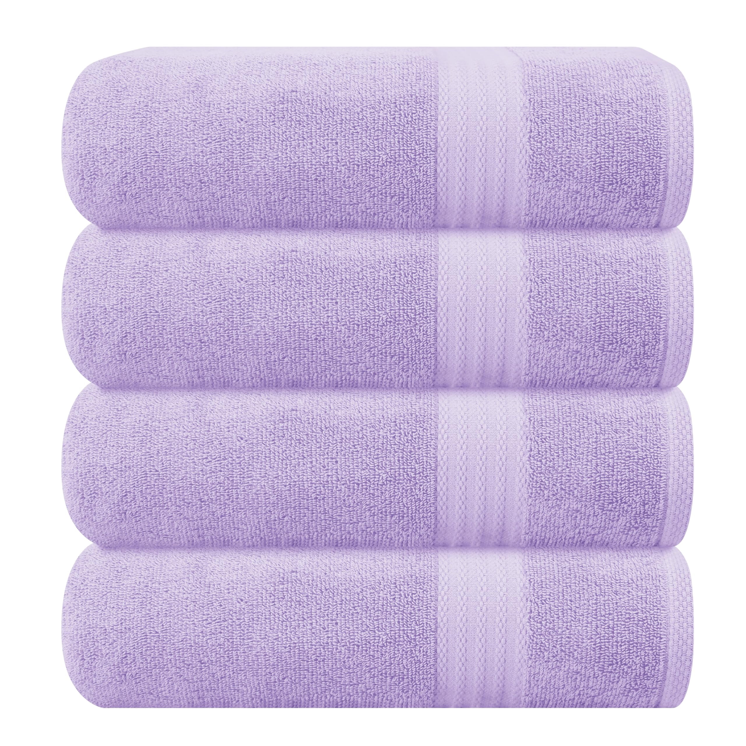 GLAMBURG Premium 4 Pack Cotton Bath Towels - Ultra Soft, Highly ...