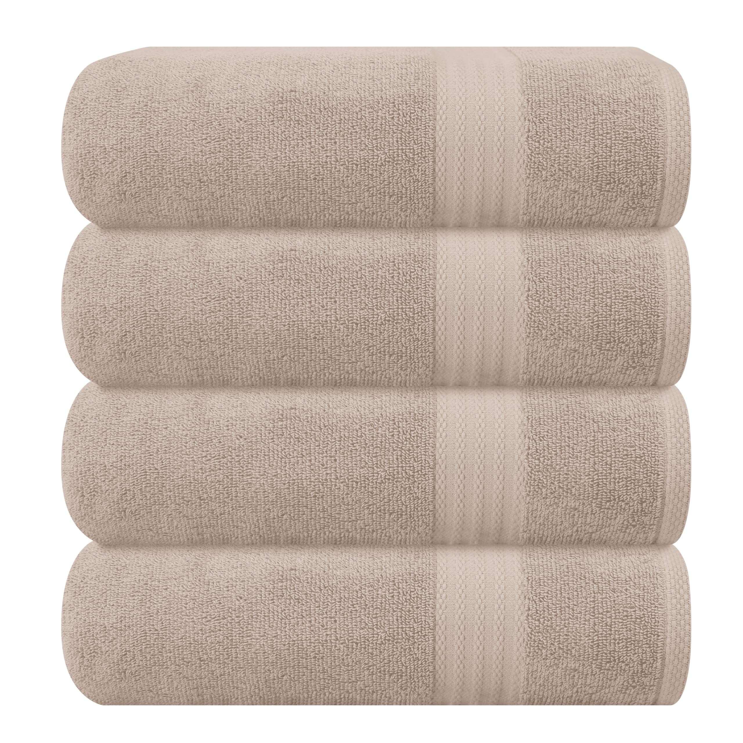 GLAMBURG Premium 4 Pack Cotton Bath Towels Set, 27x54, Ultra Soft ...