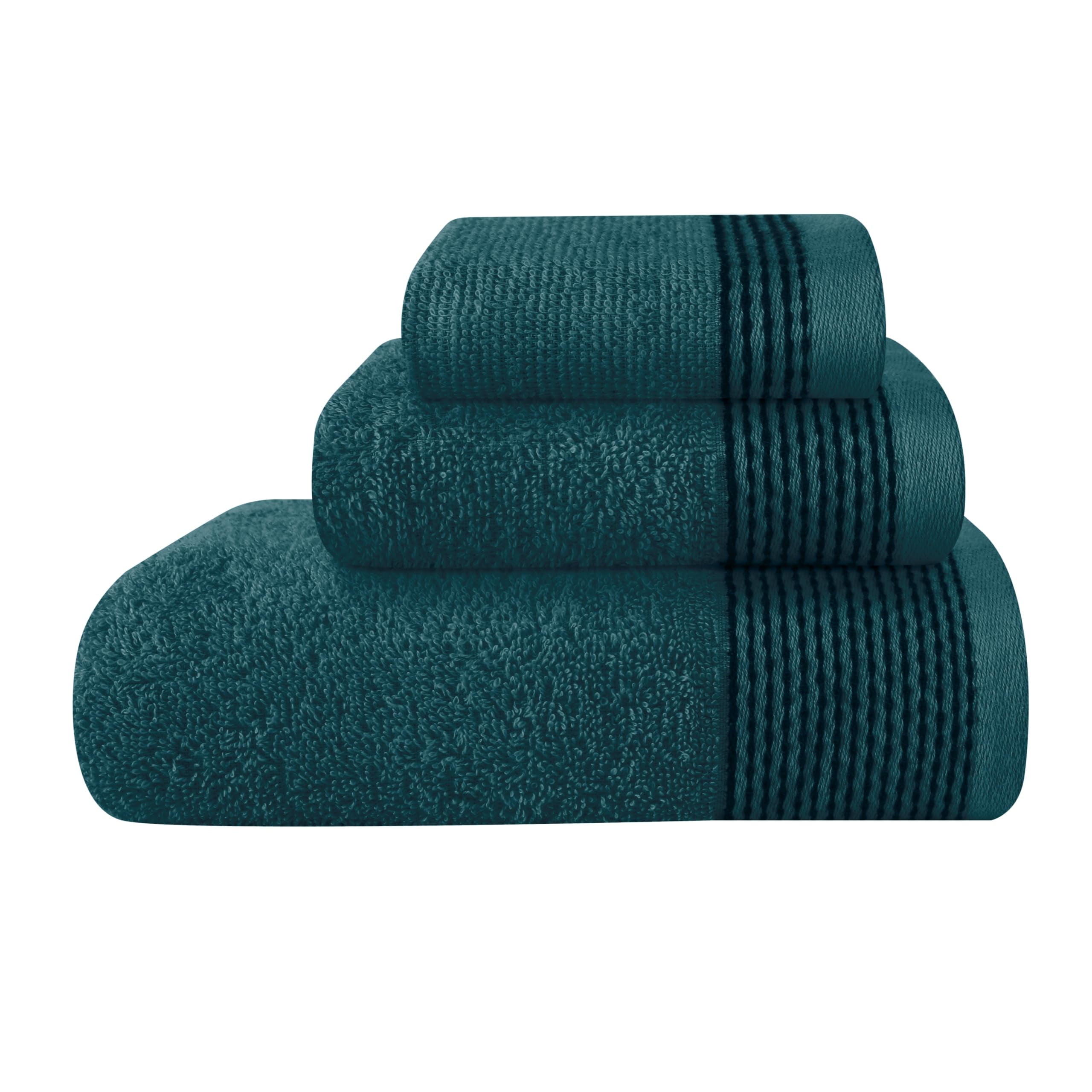 GLAMBURG Ultra Soft 3 Pack Cotton Towel Set, Contains a Bath Towel ...