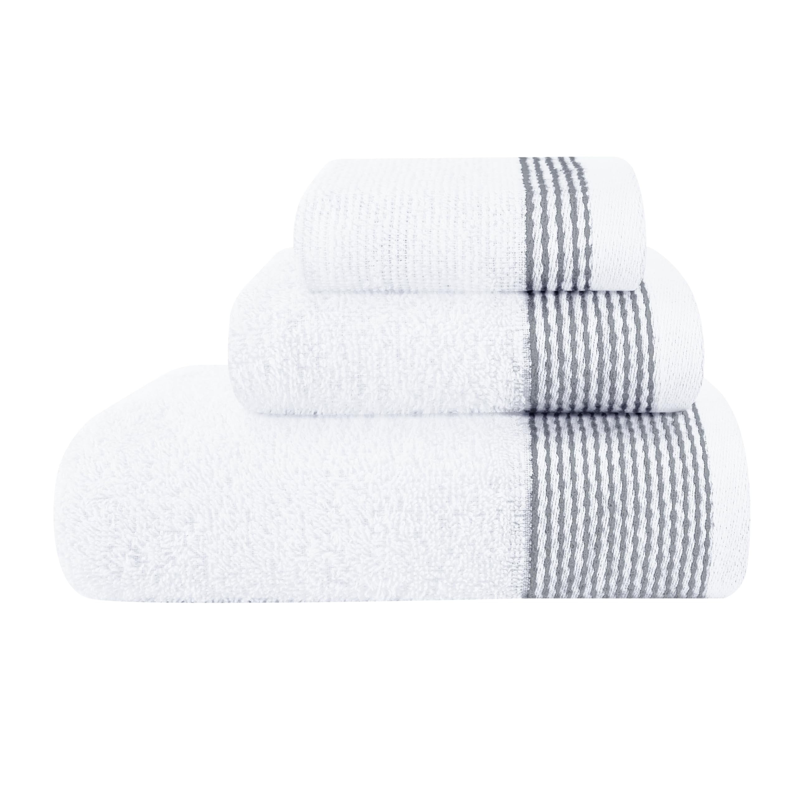 GLAMBURG Ultra Soft 3 Pack Cotton Towel Set, Contains a Bath Towel ...