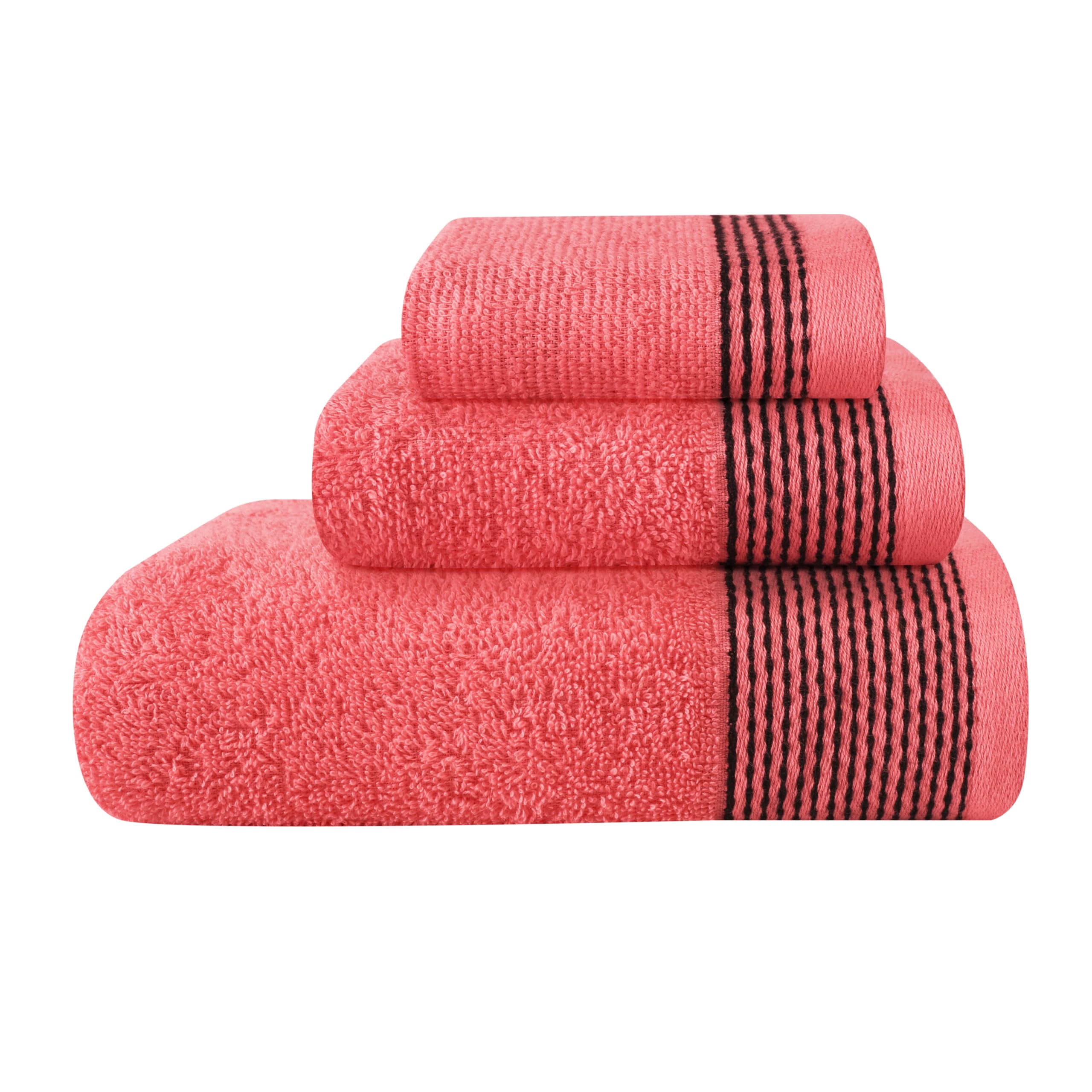 GLAMBURG Ultra Soft 3 Pack Cotton Towel Set, Contains a Bath Towel ...