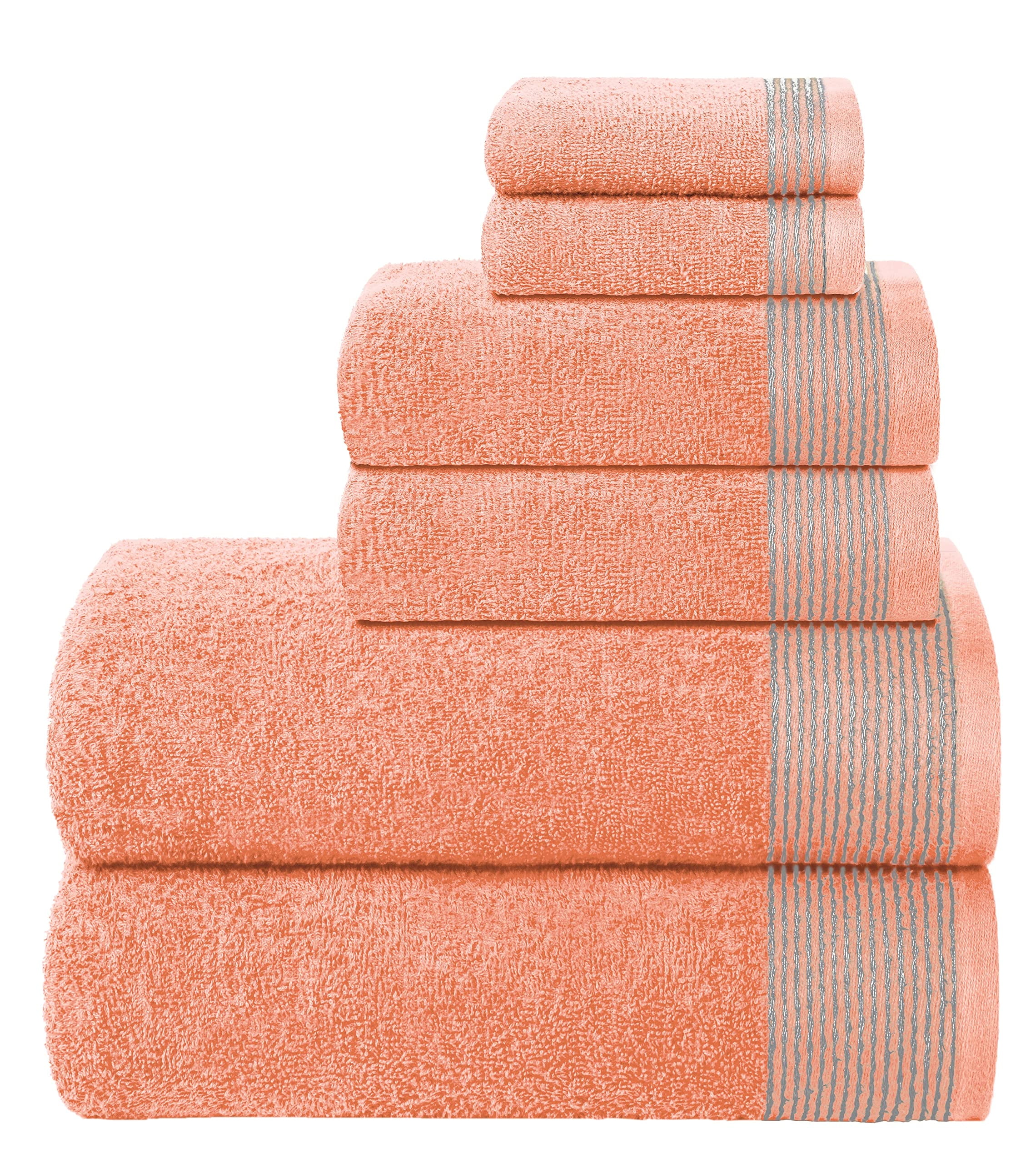 GLAMBURG Ultra Soft 6 Pack Cotton Towel Set, Contain 2 Bath Towels ...