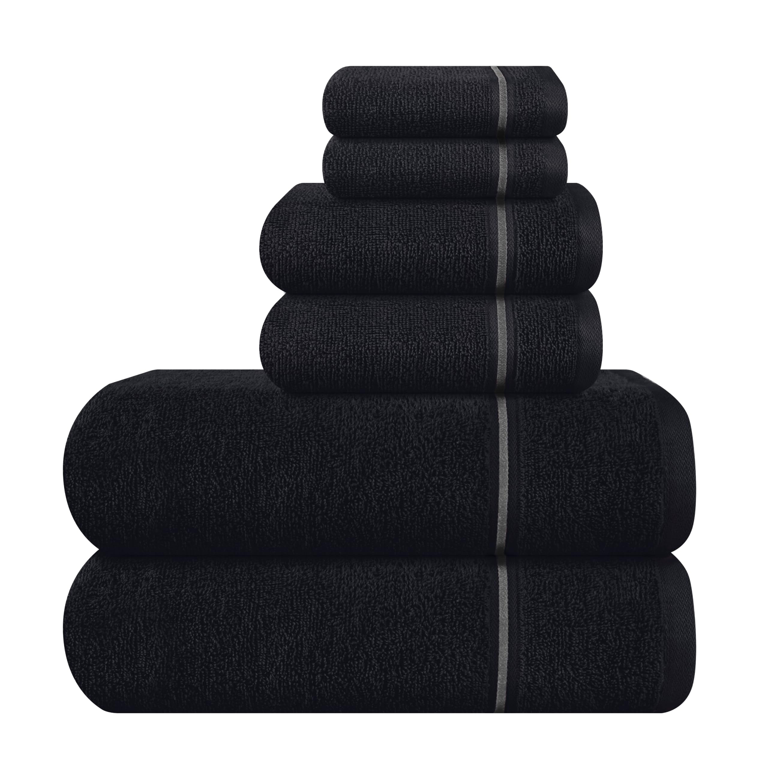 GLAMBURG Ultra Soft 6 Pack Cotton Towel Set, Contains 2 Bath Towels ...