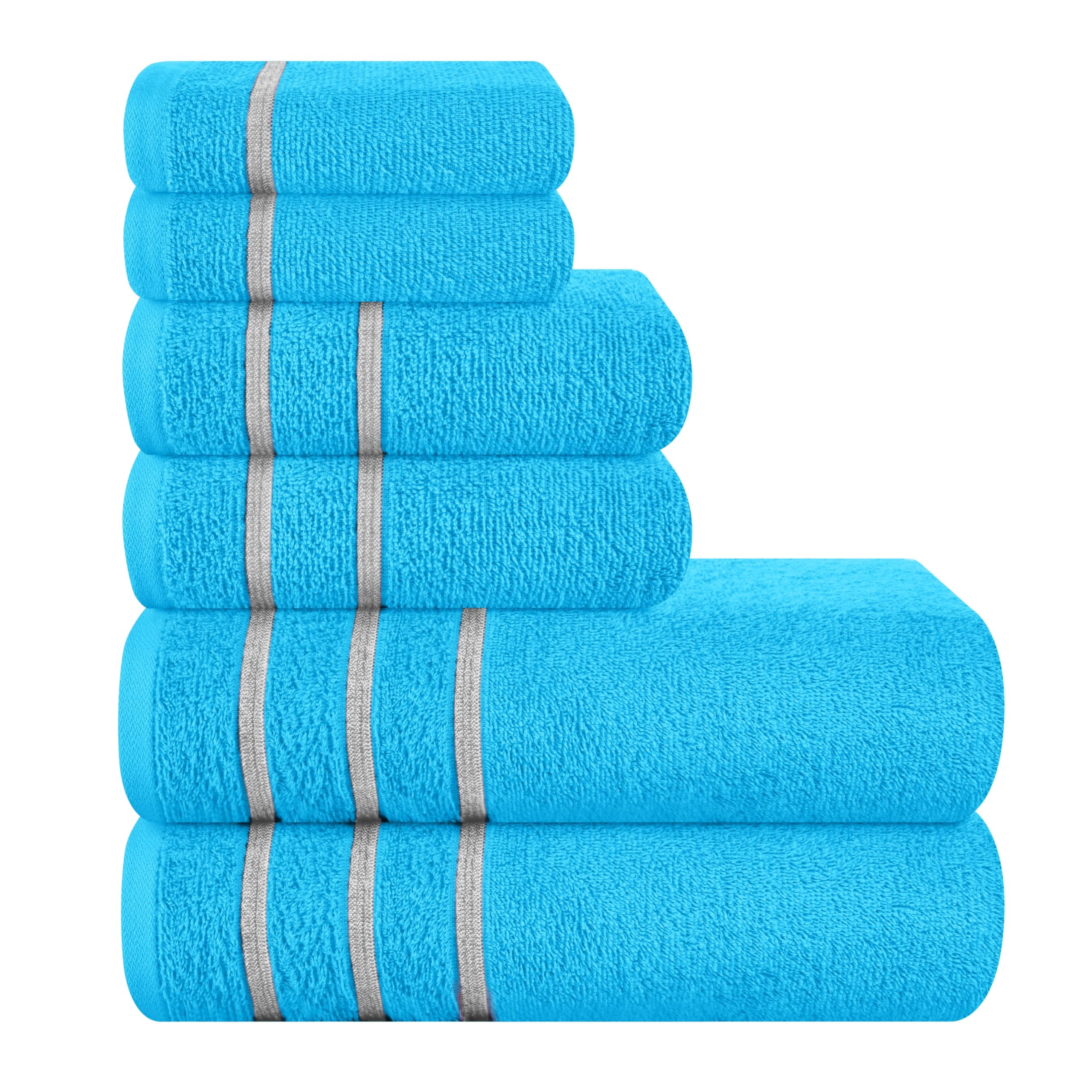 GLAMBURG Ultra Soft 6 Pack Cotton Towel Set, Contains 2 Bath Towels ...