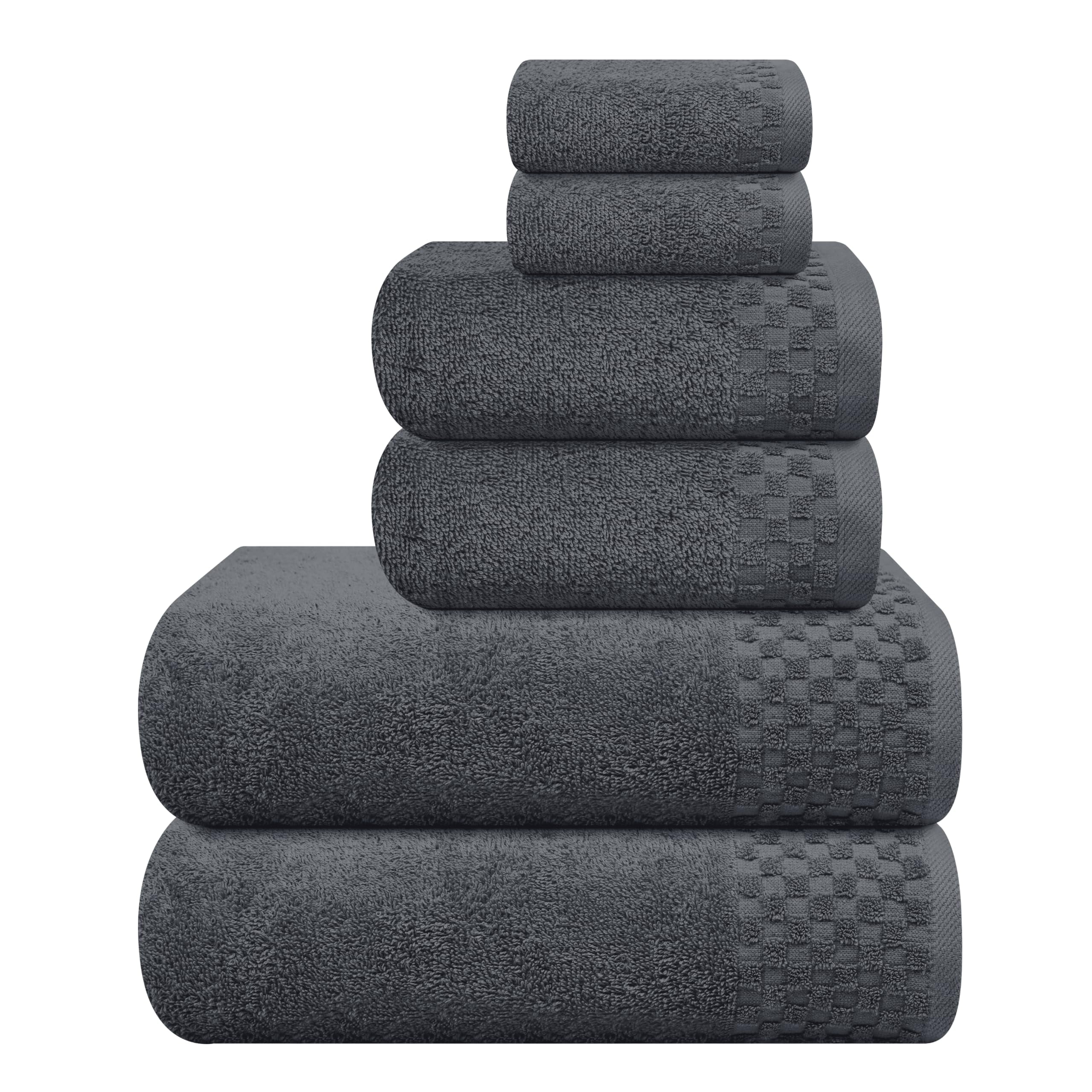 GLAMBURG Ultra Soft 6 Pack Cotton Towel Set, Contains 2 Bath Towels ...