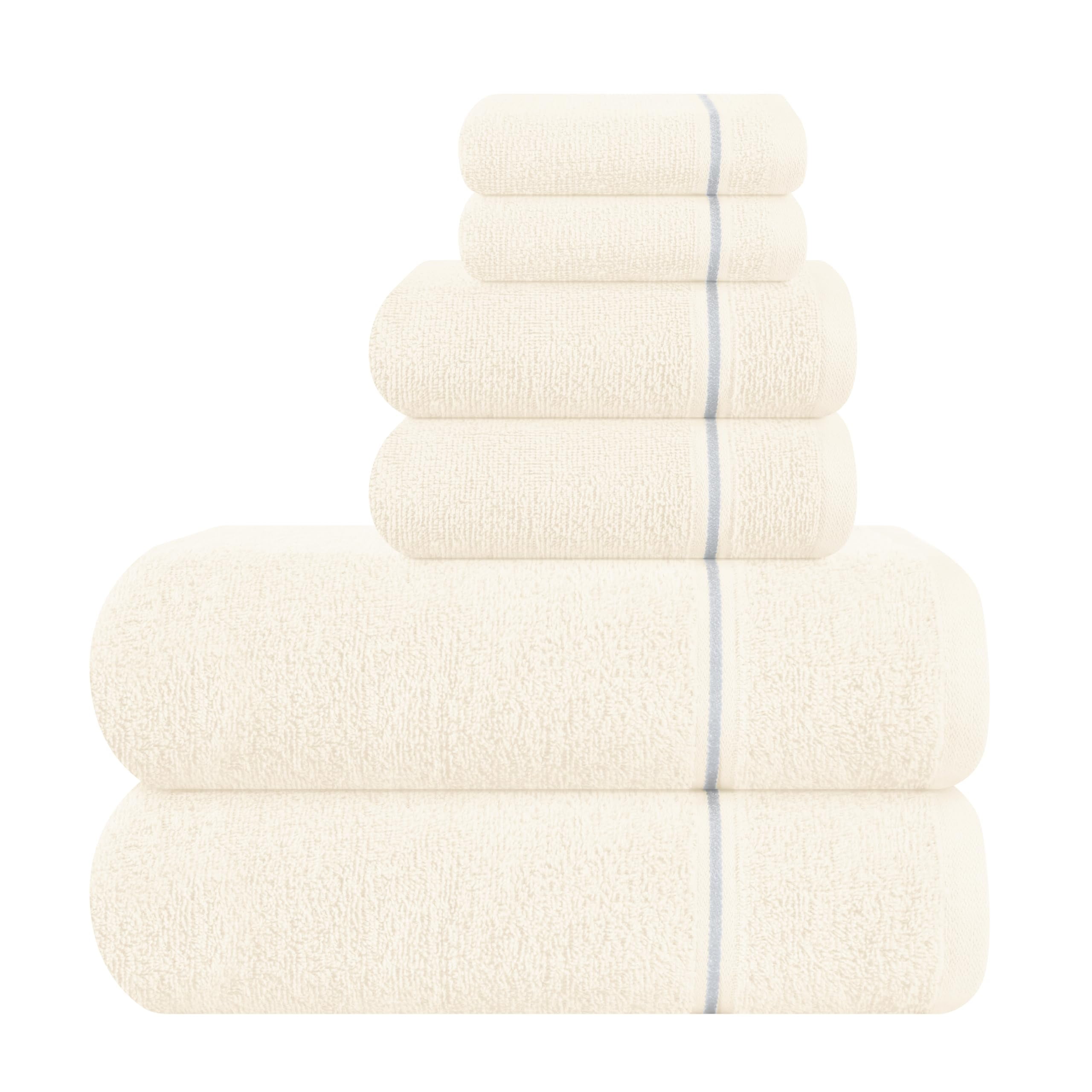 GLAMBURG Ultra Soft 6 Pack Cotton Towel Set, Contains 2 Bath Towels ...