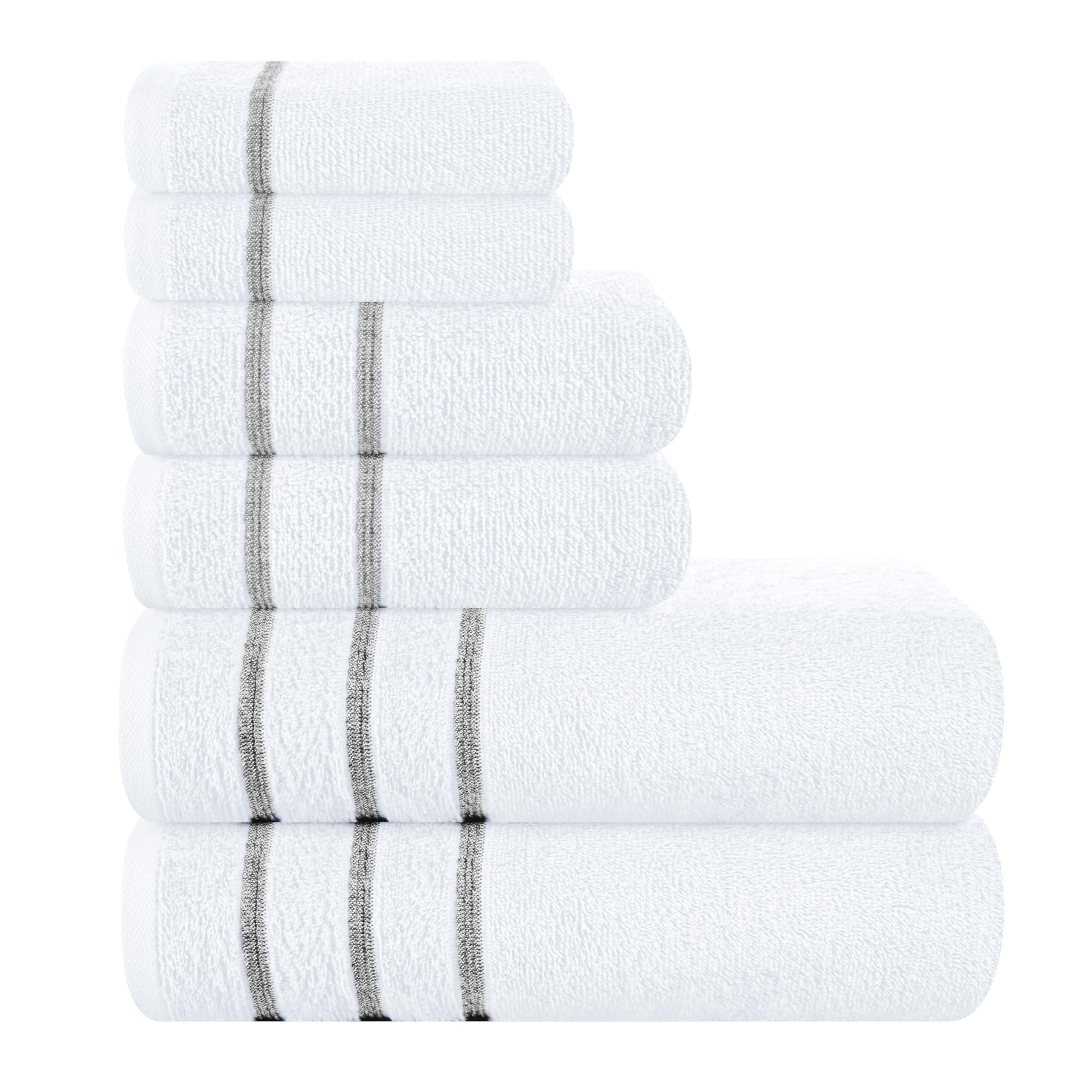 GLAMBURG Ultra Soft 6 Pack Cotton Towel Set, Contains 2 Bath Towels ...