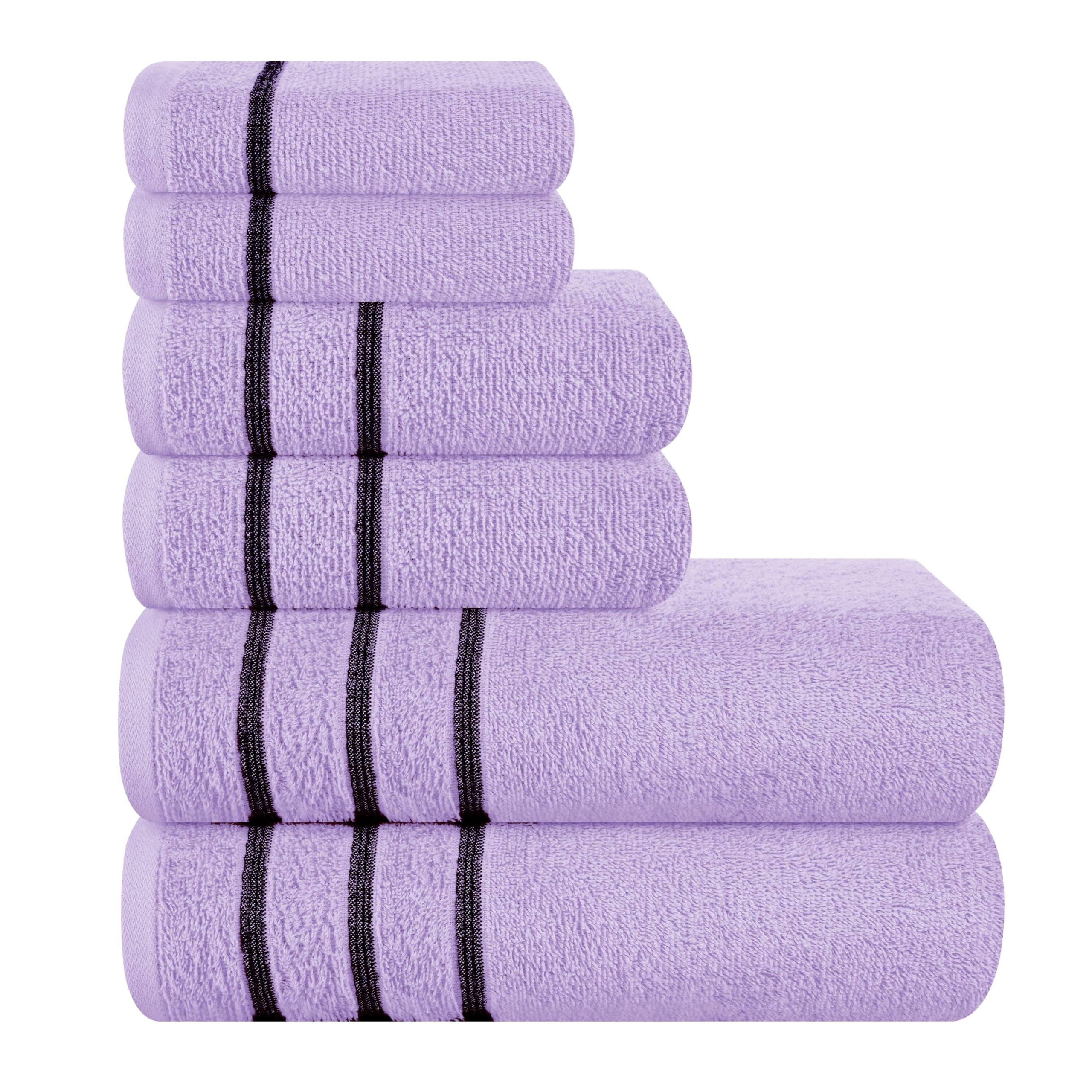 GLAMBURG Ultra Soft 6 Pack Cotton Towel Set, Contains 2 Bath Towels ...