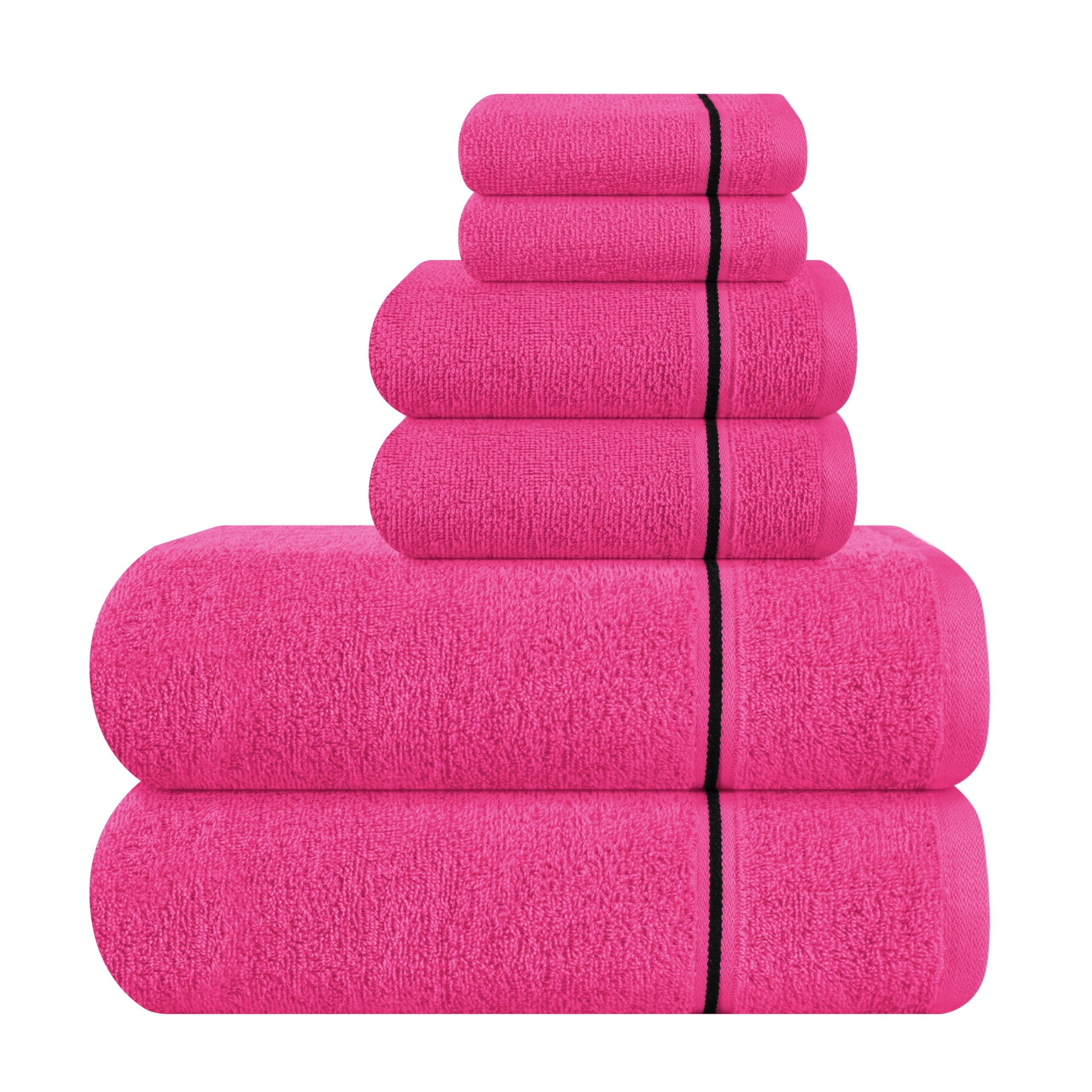 GLAMBURG Ultra Soft 6 Pack Cotton Towel Set, Contains 2 Bath Towels ...