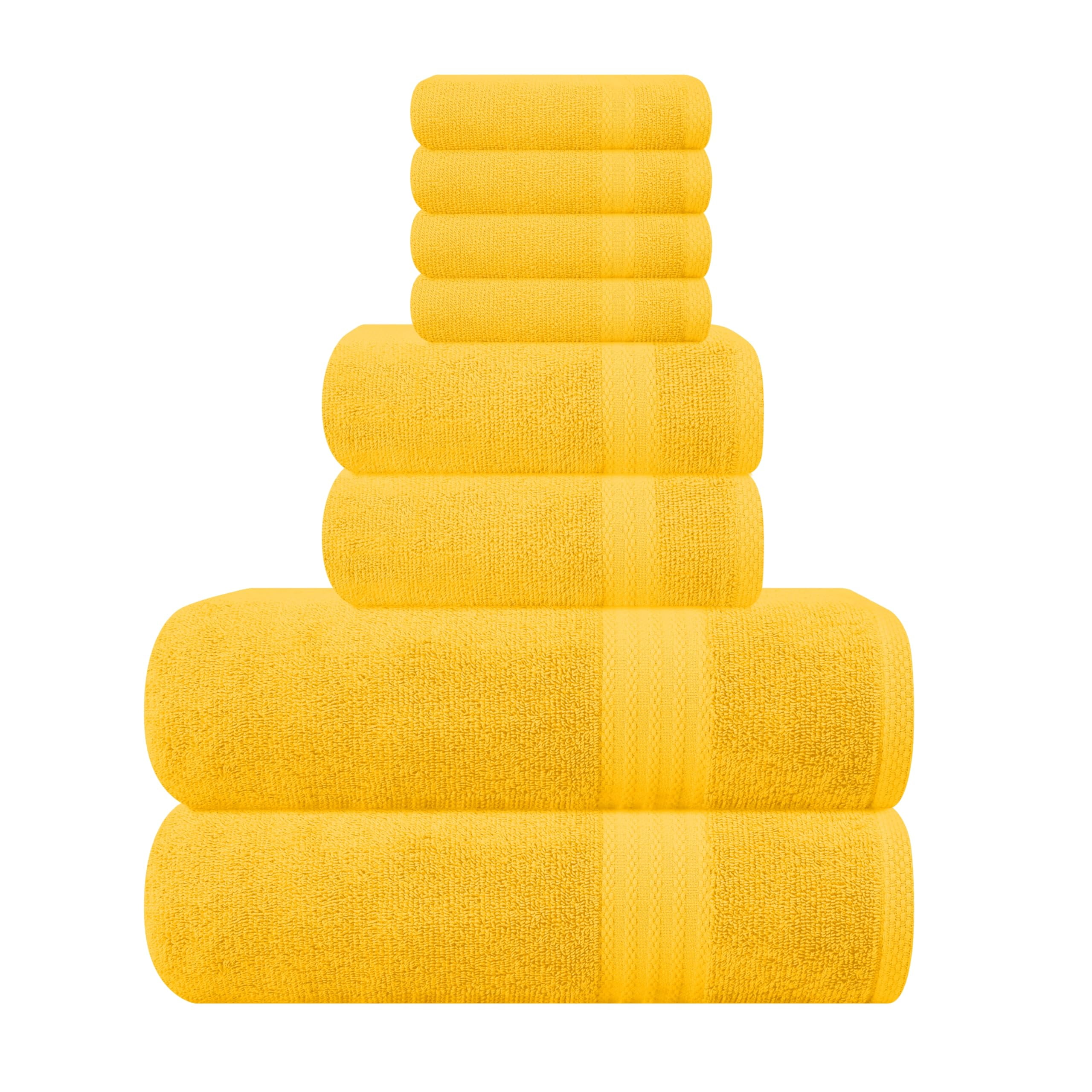 Glamburg 8-Piece Cotton Towel Set, 2 Bath and Hand Towels, 4 Wash ...