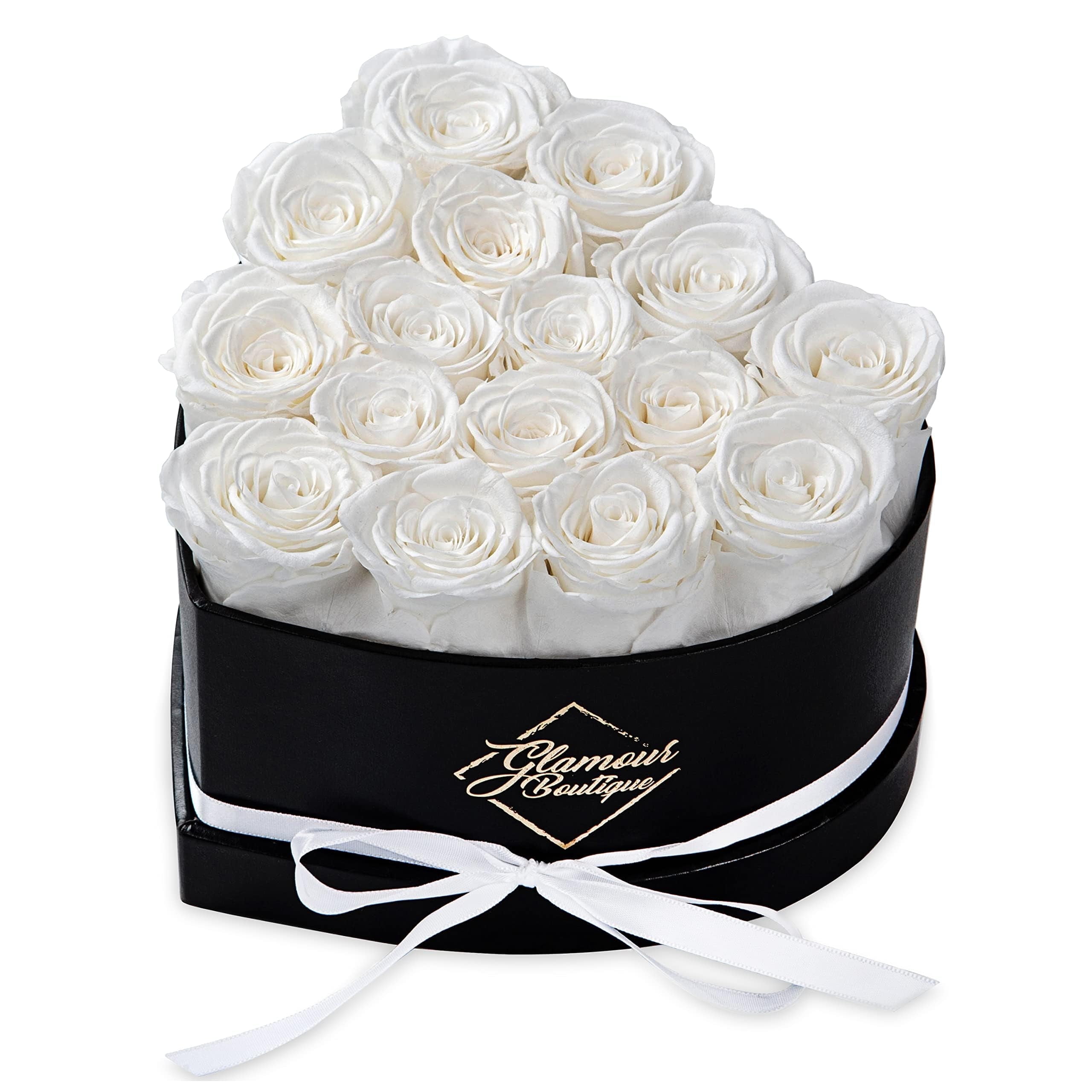 GLAMOUR BOUTIQUE 16-Piece Forever Flowers Heart Shape Box - Preserved ...