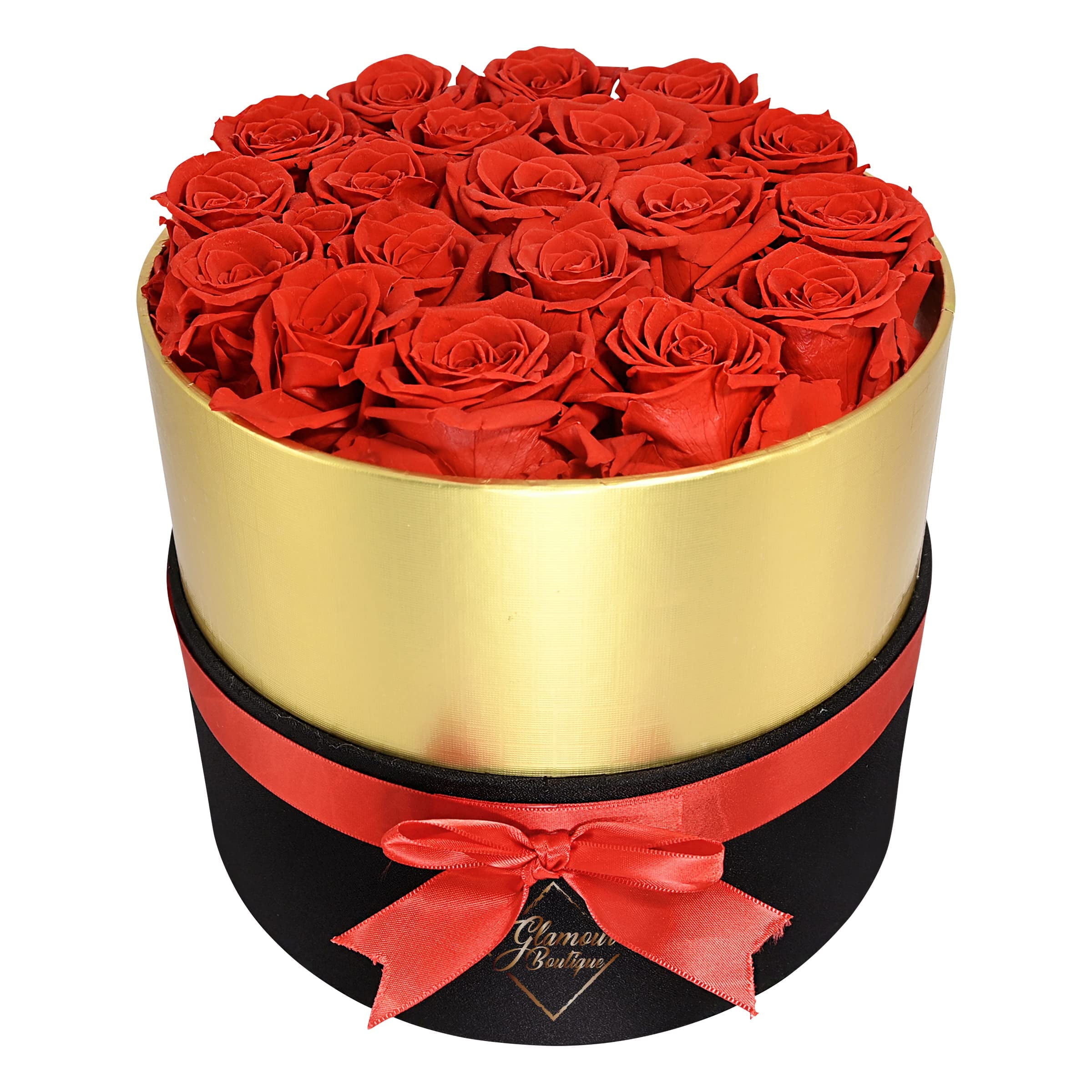 GLAMOUR BOUTIQUE 19-Piece Forever Flowers Round Box - Preserved Roses ...