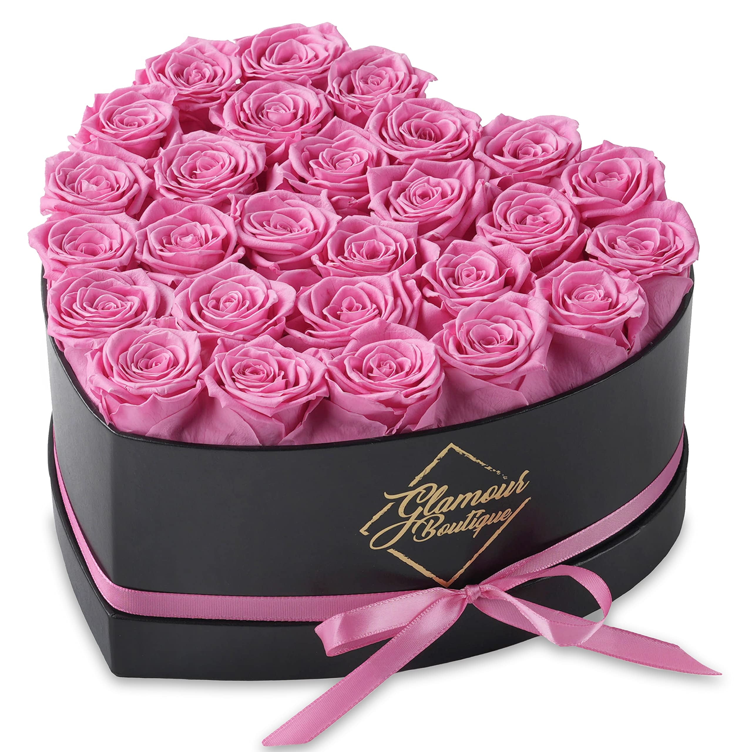 GLAMOUR BOUTIQUE 27-Piece Forever Flowers Heart Shape Box - Preserved ...