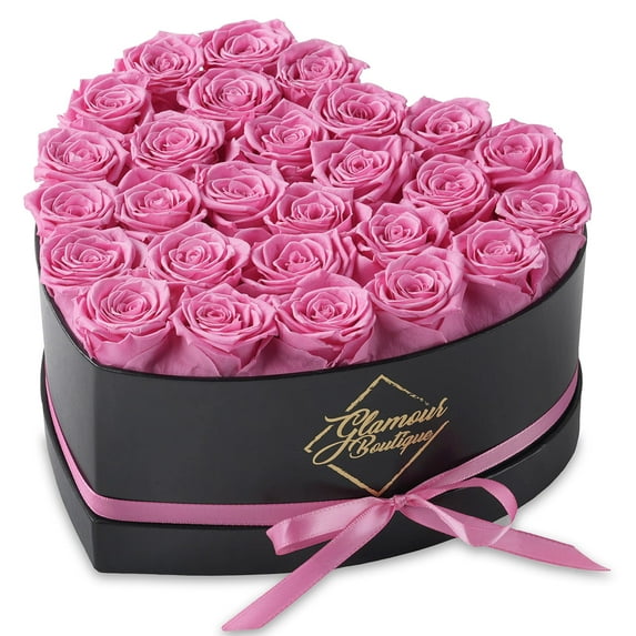 GLAMOUR BOUTIQUE 27-Piece Forever Flowers Heart Shape Box - Preserved ...