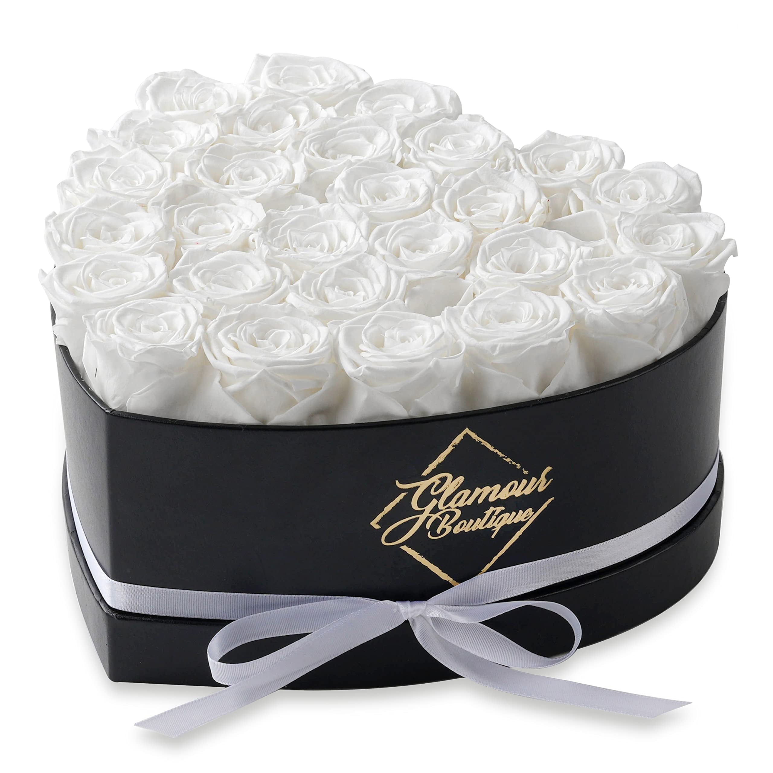 GLAMOUR BOUTIQUE 27-Piece Forever Flowers Heart Shape Box - Preserved ...