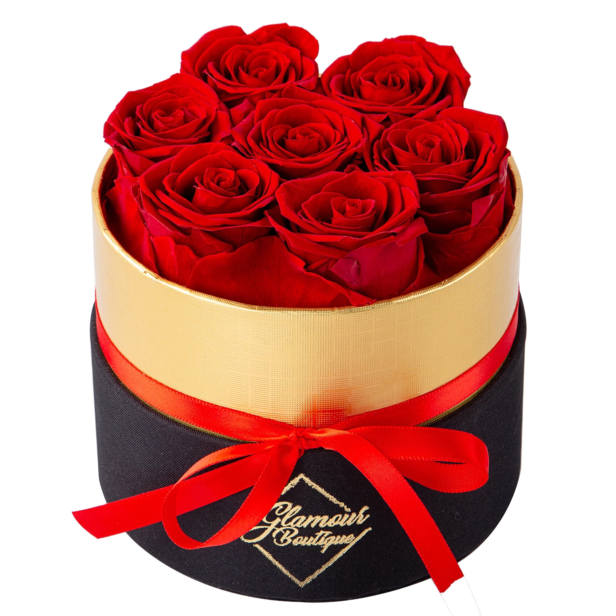 GLAMOUR BOUTIQUE 7-Piece Forever Flowers in a Box - Preserved Roses ...