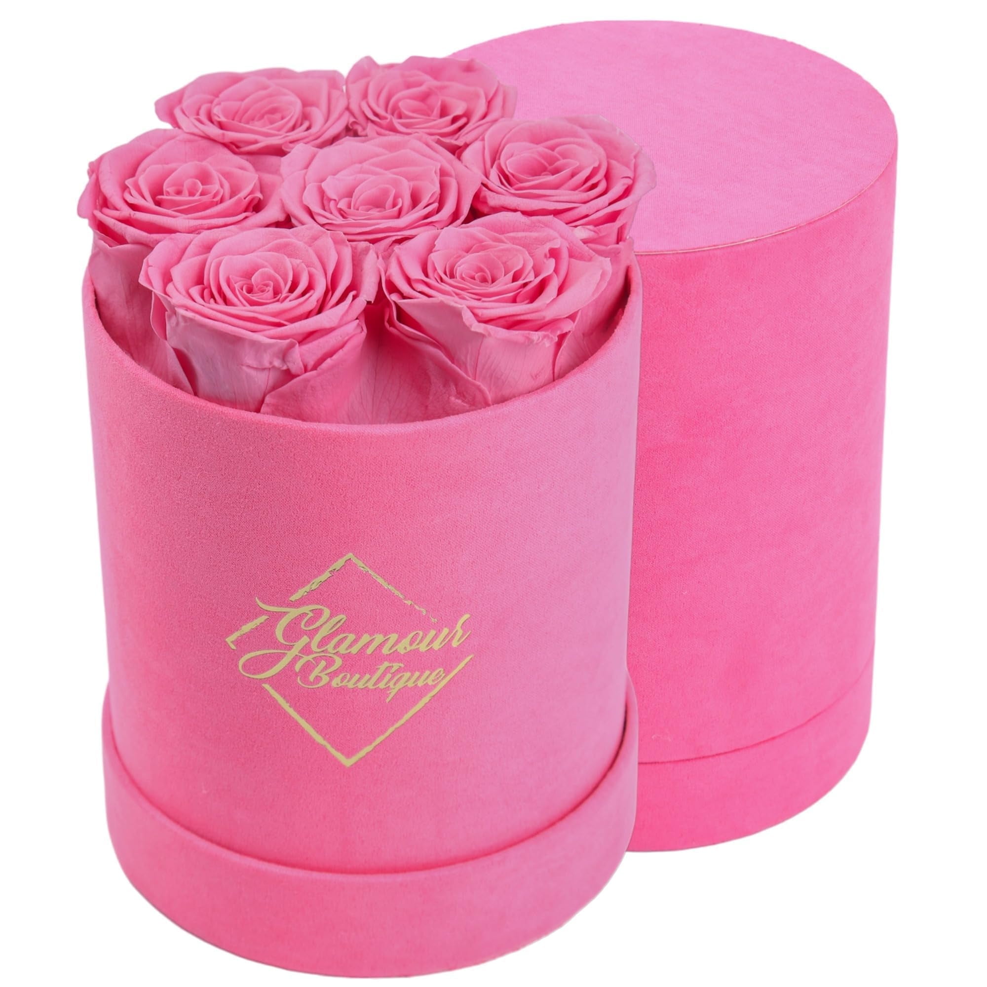 GLAMOUR BOUTIQUE 7-Piece Forever Flowers Round Box - Preserved Roses ...