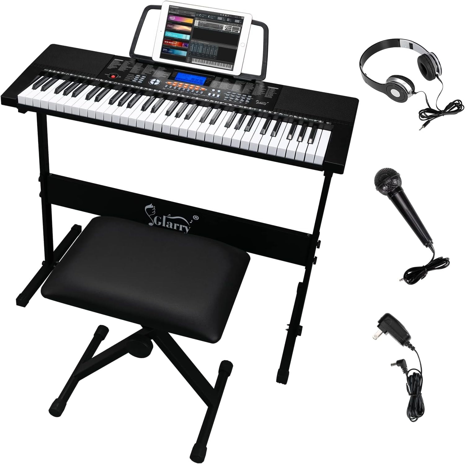 GLARRY 61-Key Portable Electronic Keyboard Piano set w/LCD Screen ...