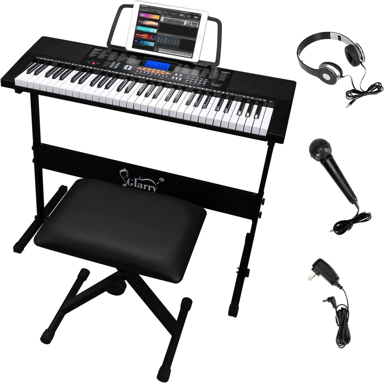 GLARRY 61-Key Portable Electronic Keyboard Piano set w/LCD Screen ...