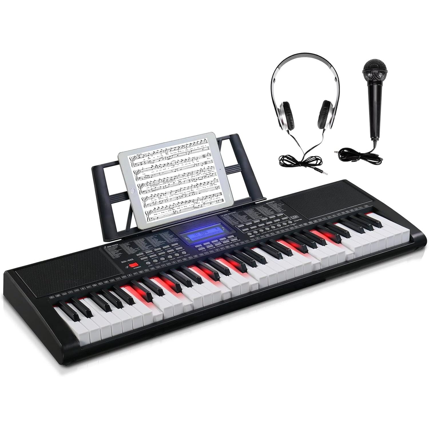 GLARRY 61-Key Portable Electronic Piano Keyboard for Beginner w/Lighted ...