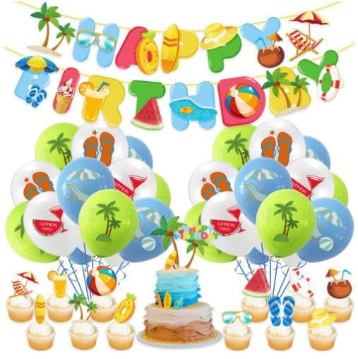 GLASNES Summer Beach Party Decorations Beach Pool Theme Birthday Party ...