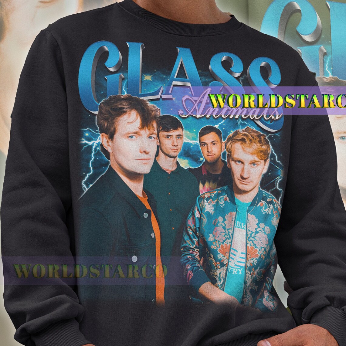 GLASS ANIMALS Vintage Sweatshirt Glass Animals Homage Sweater Glass ...