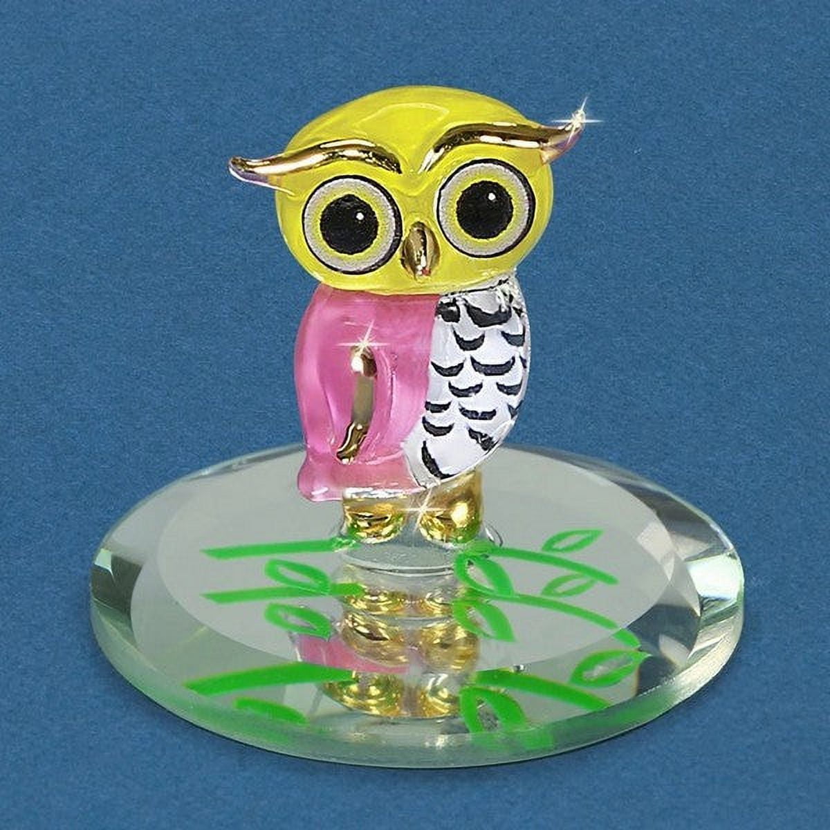 GLASS BARON 1PK 22Kt Gold Trimmed Little Owlet in Yellow Pink and White ...