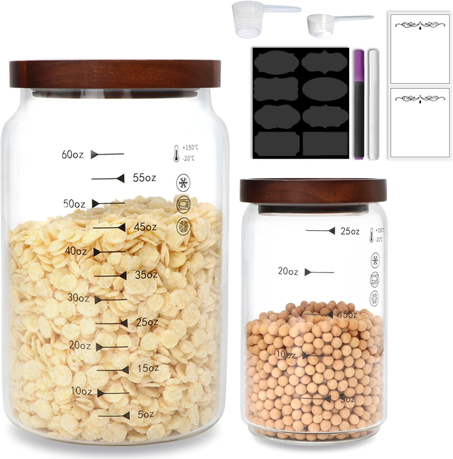 GLASS QUALITY: These graduated glass jars are perfect for food storage ...