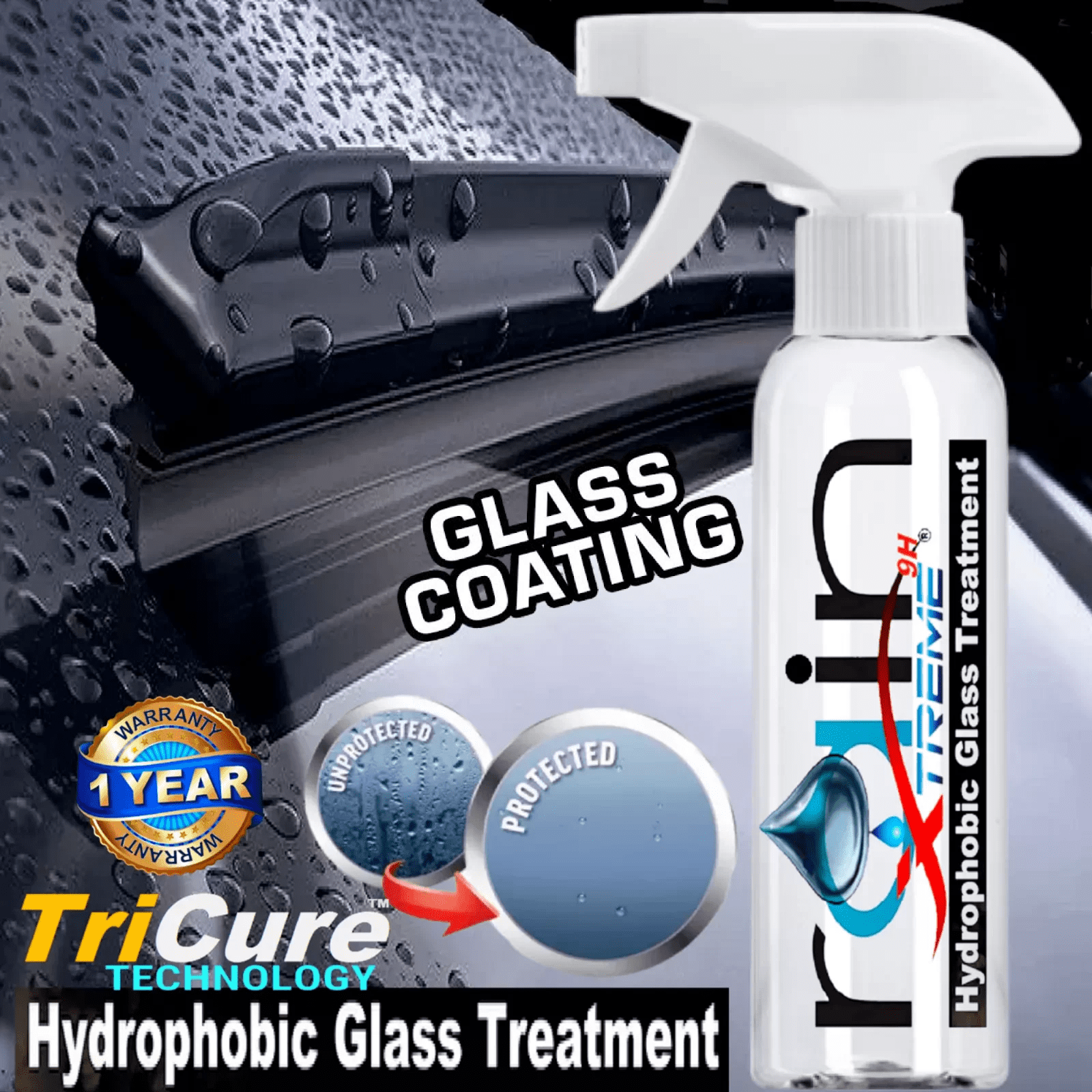 GLASS TREATMENT CERAMIC CAR COATING WINDSHIELD WATER RAIN REPELLENT ...