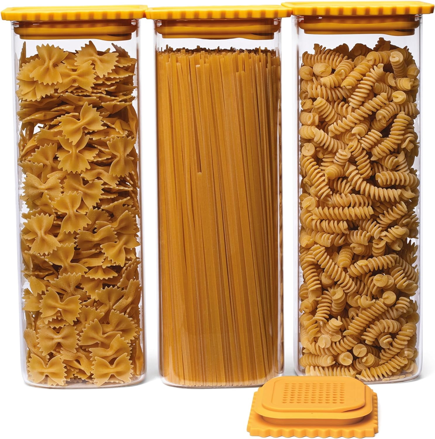 GLASTA Glass Food Container with Airtight Lid, Clear Glass Food Storage ...