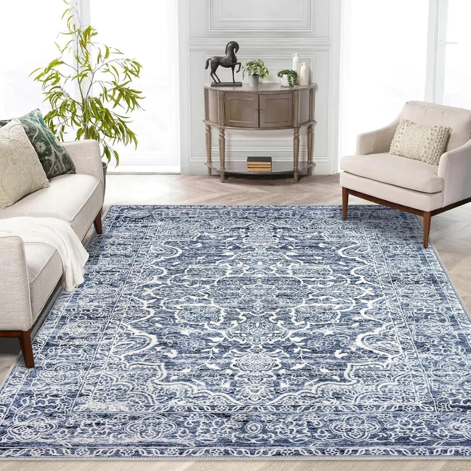 GLATTICE Area Rugs 5x7 Blue Washable Rugs for Living Room Ultra Soft ...