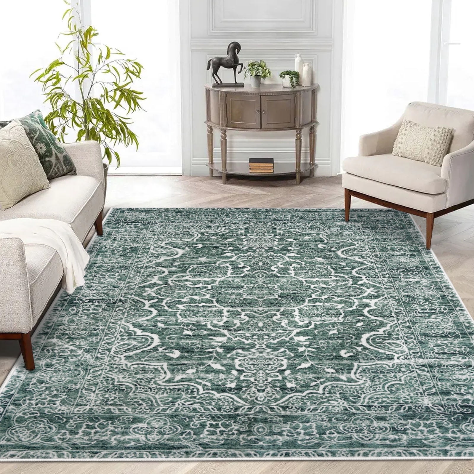 GLATTICE Area Rugs 5x7 Green Washable Rugs for Living Room Ultra Soft ...