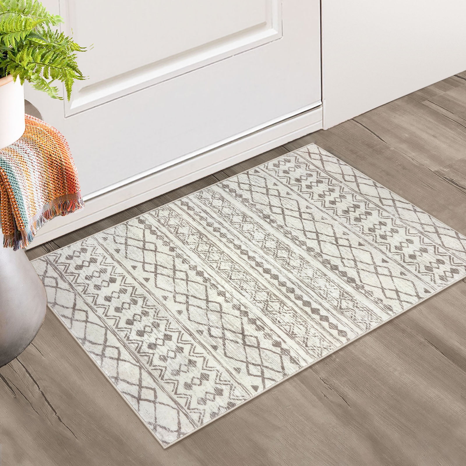 GLATTICE Moroccan Washable Rugs 2x3 Beige Entryway Rug Non-Slip Small ...