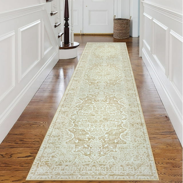 GLATTICE Runner for Hallways 2x8 Beige Vintage Floral Runners Non-Slip ...