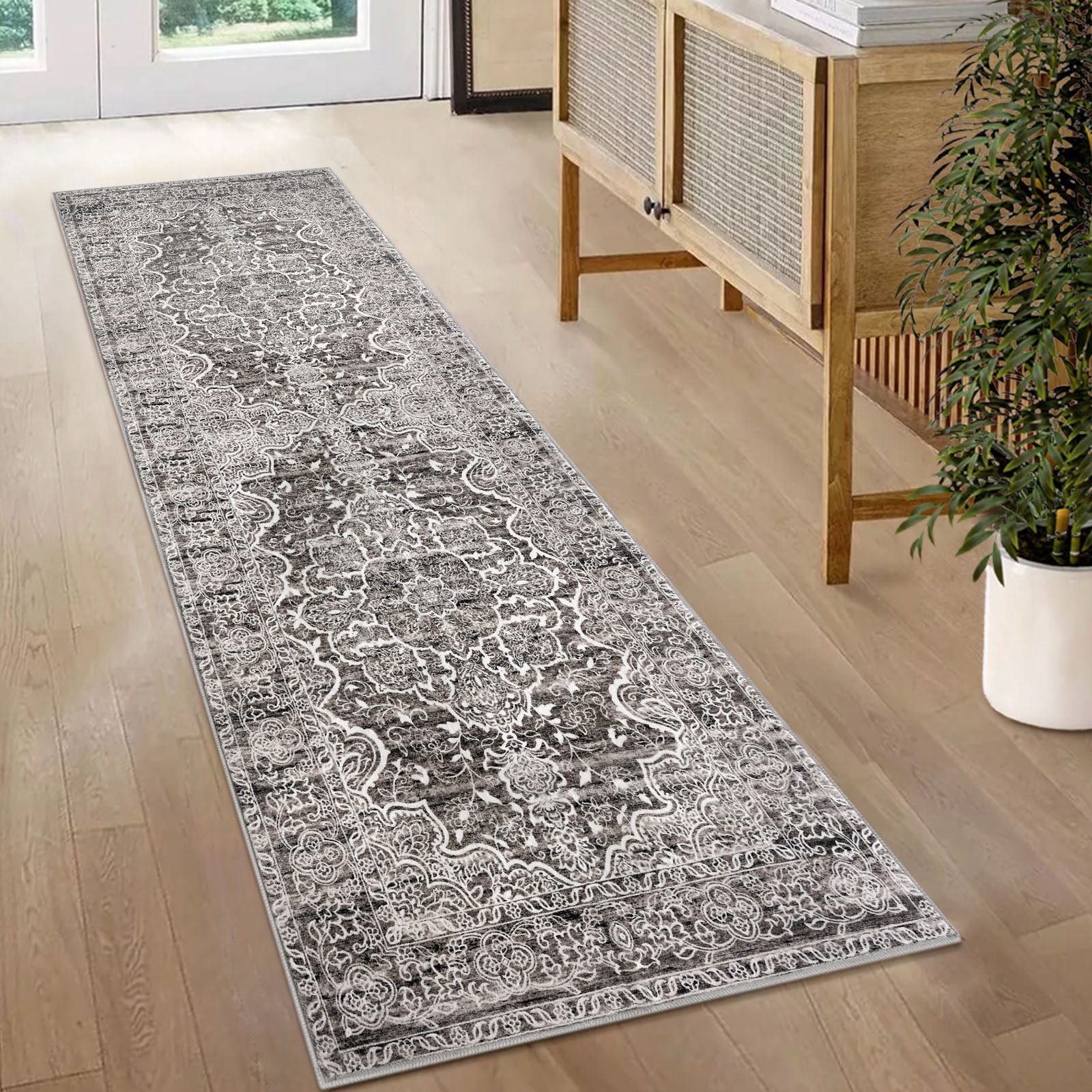 GLATTICE Runner Rug 2x6 Tan Vintage Floral Rug Boho Rug Runner Non-Slip ...