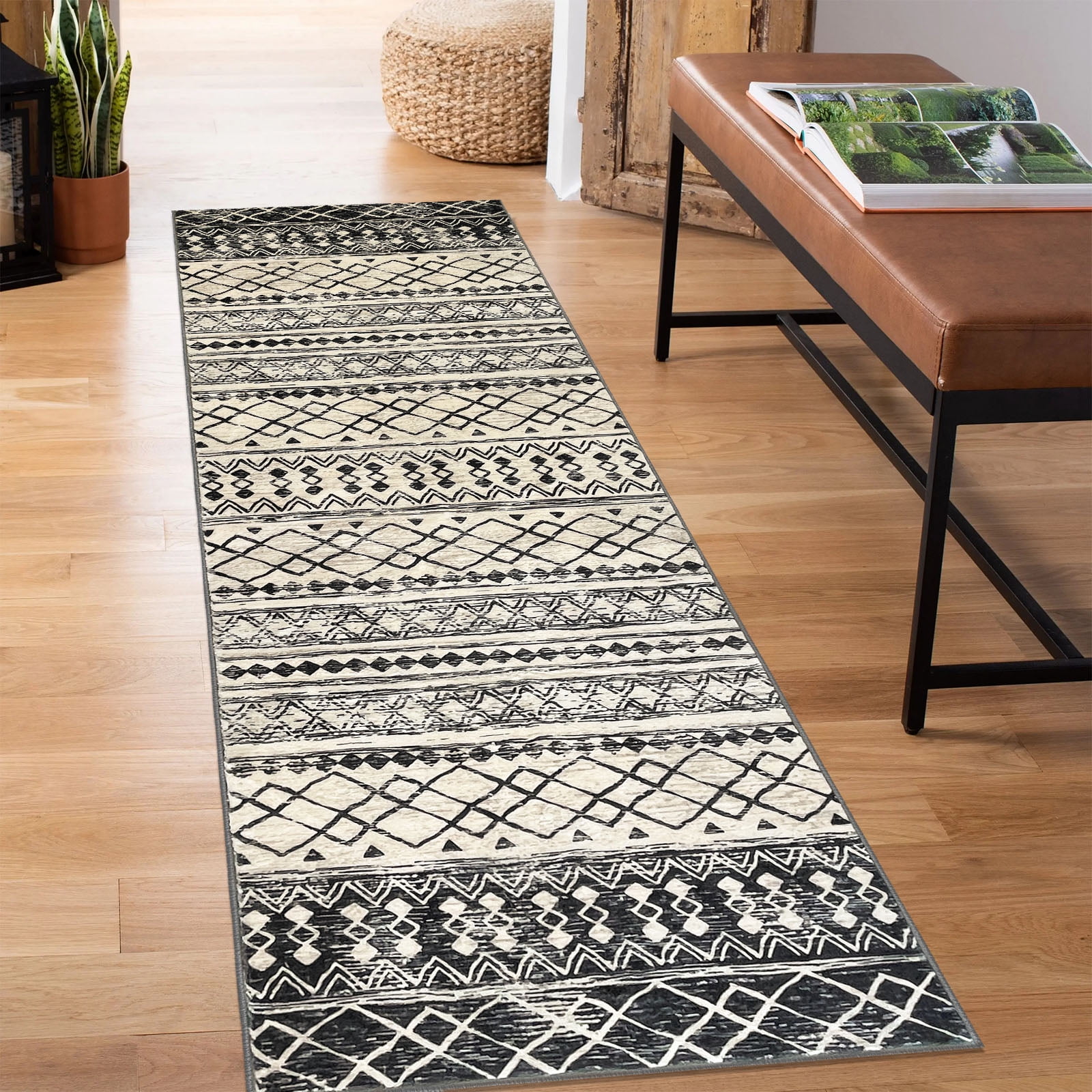 GLATTICE Runner Rugs for Hallway 2x5ft Black Moroccan Washable Runners ...