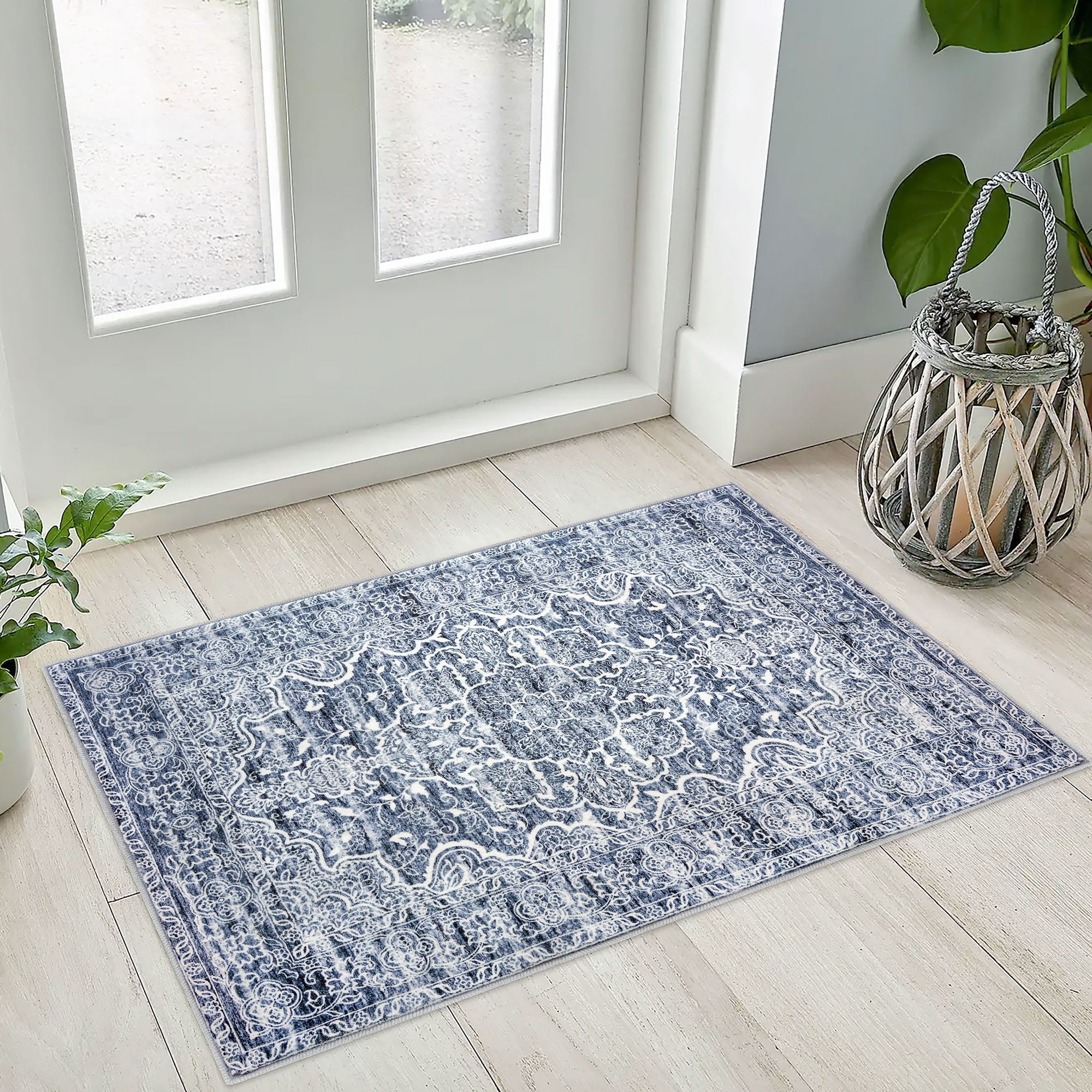 GLATTICE Small Area Rug 2x3 Blue Washable Entryway Rug Non-Slip Ultra ...