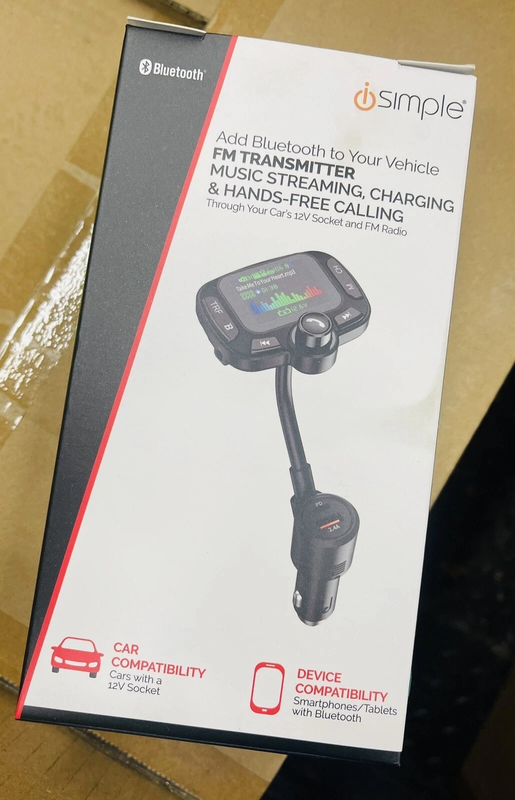 GLEAM- Isimple Bluetooth 5.0 Fm Transmitter Music Streaming Hands Free ...