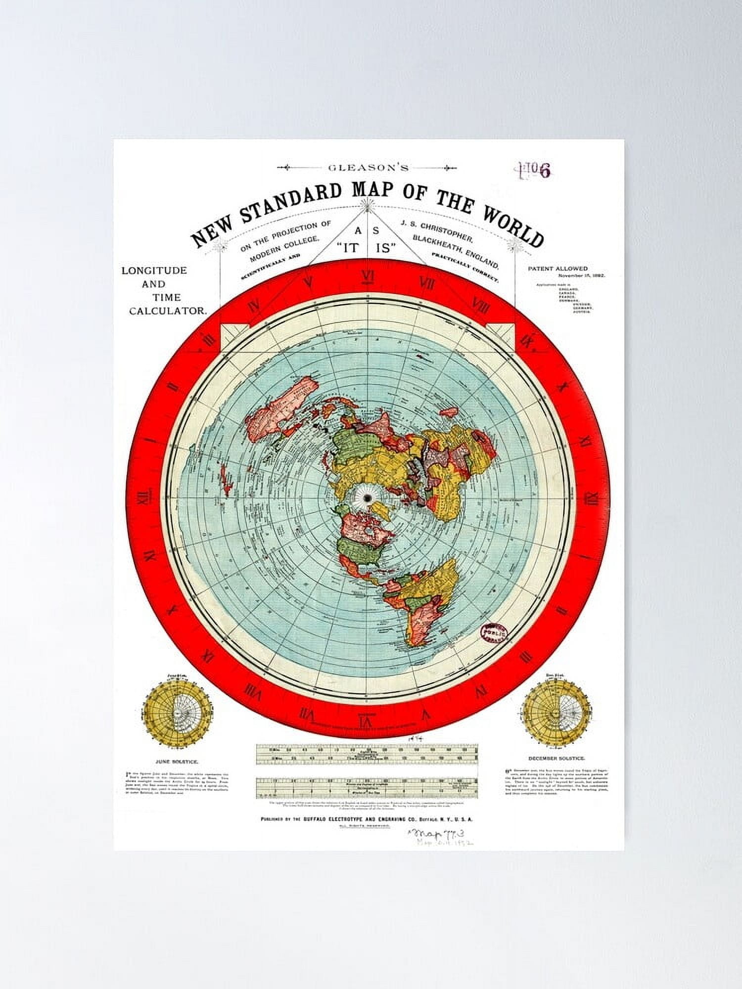 GLEASON'S NEW STANDARD MAP OF THE WORLD Poster - Walmart.com