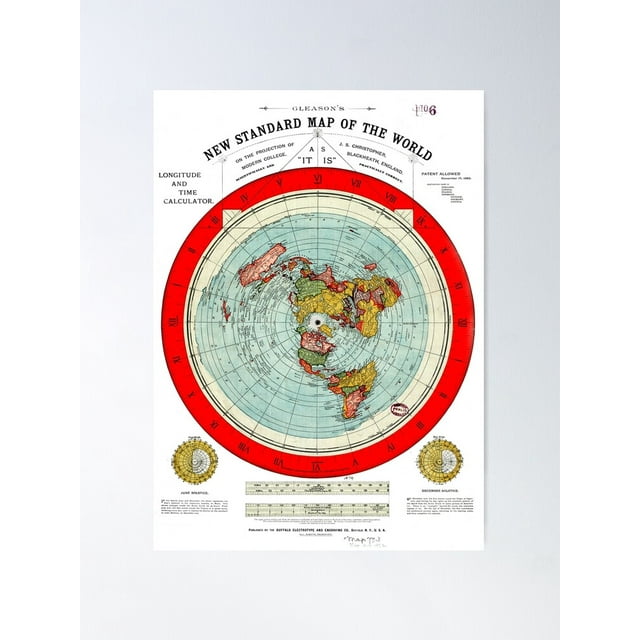 GLEASON'S NEW STANDARD MAP OF THE WORLD Poster - Walmart.com
