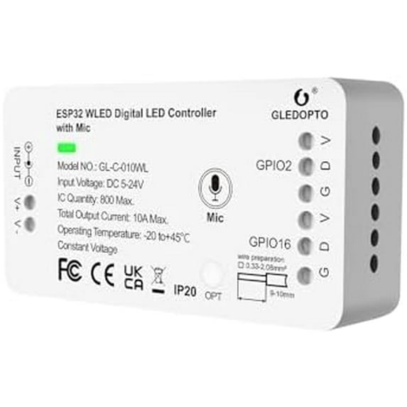 GLEDOPTO ESP32 WLED LED Controller with Mic Microphone DIY Lighting Music Dynamic Modes for ...