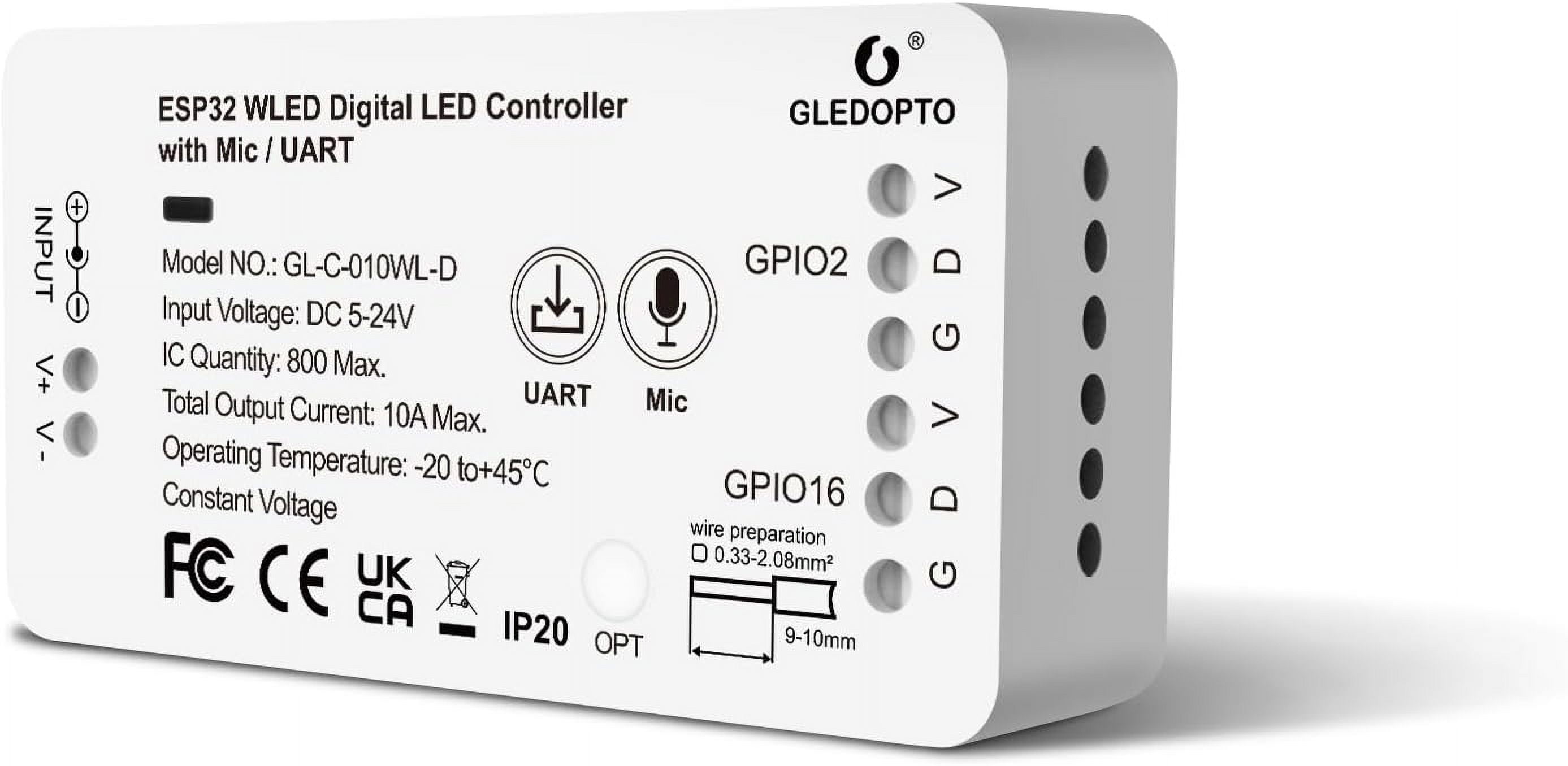 Gledopto Esp32 Wled Led Controller With Mic Microphone Uart Download