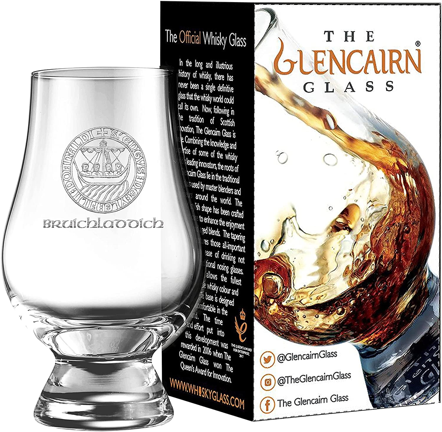 GLENCAIRN BRUICHLADDICH ISLAY CREST BRANDED WHISKY GLASS IN GIFT CARTON ...